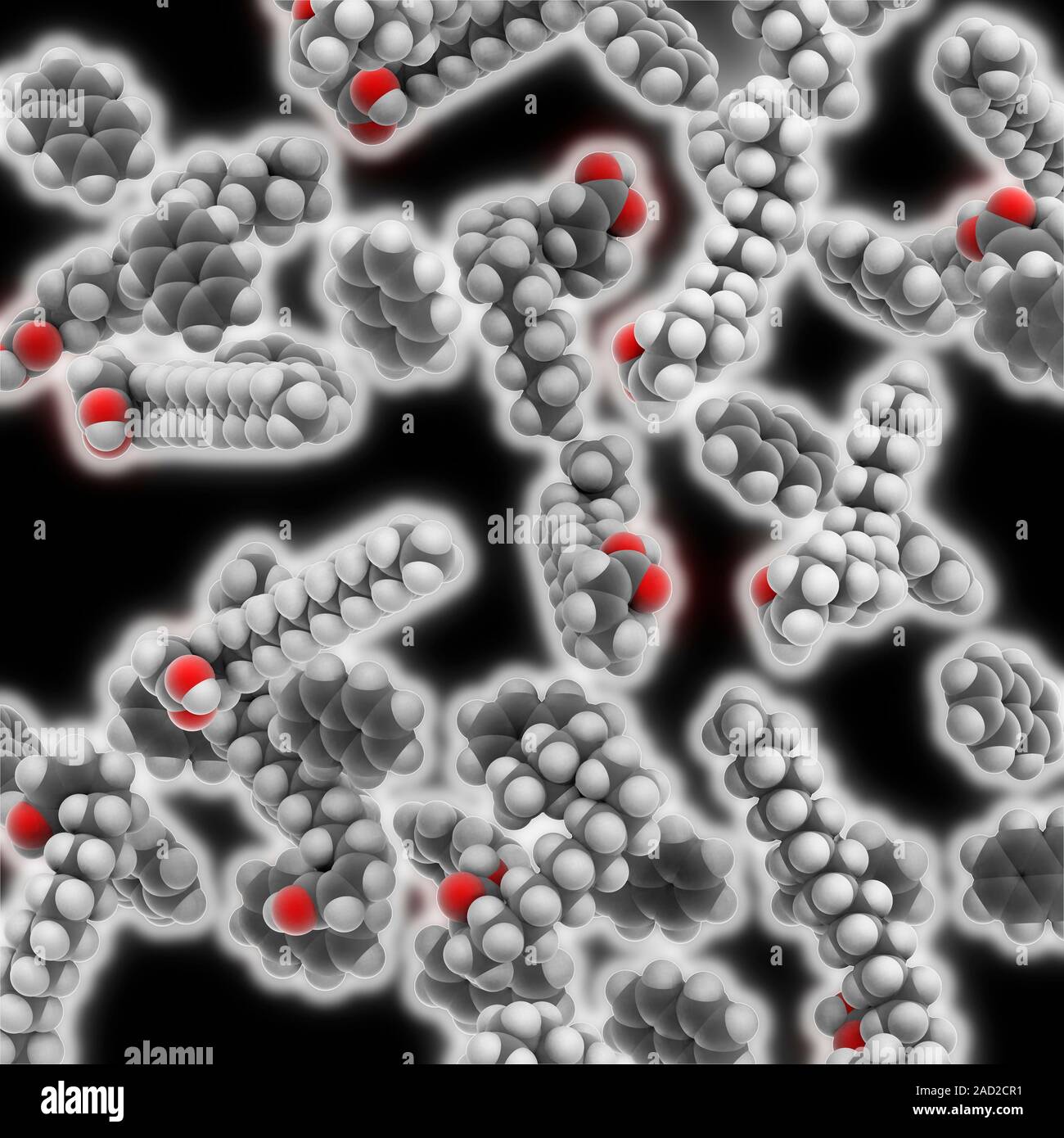 Napalm B. Molecular model of the chemical mixture napalm (in this case ...