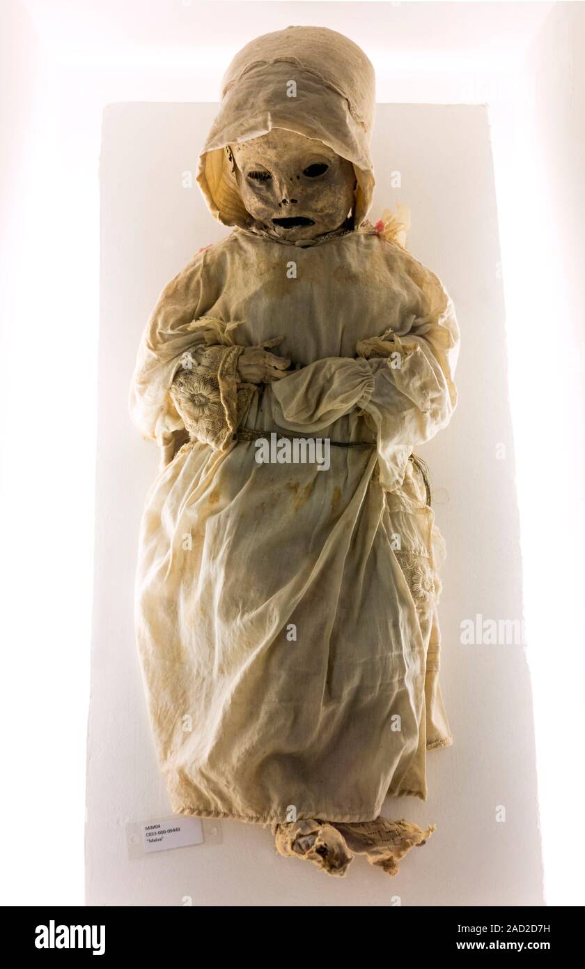 Infant mummy. The Mummies of Guanajuato are a number of naturally ...