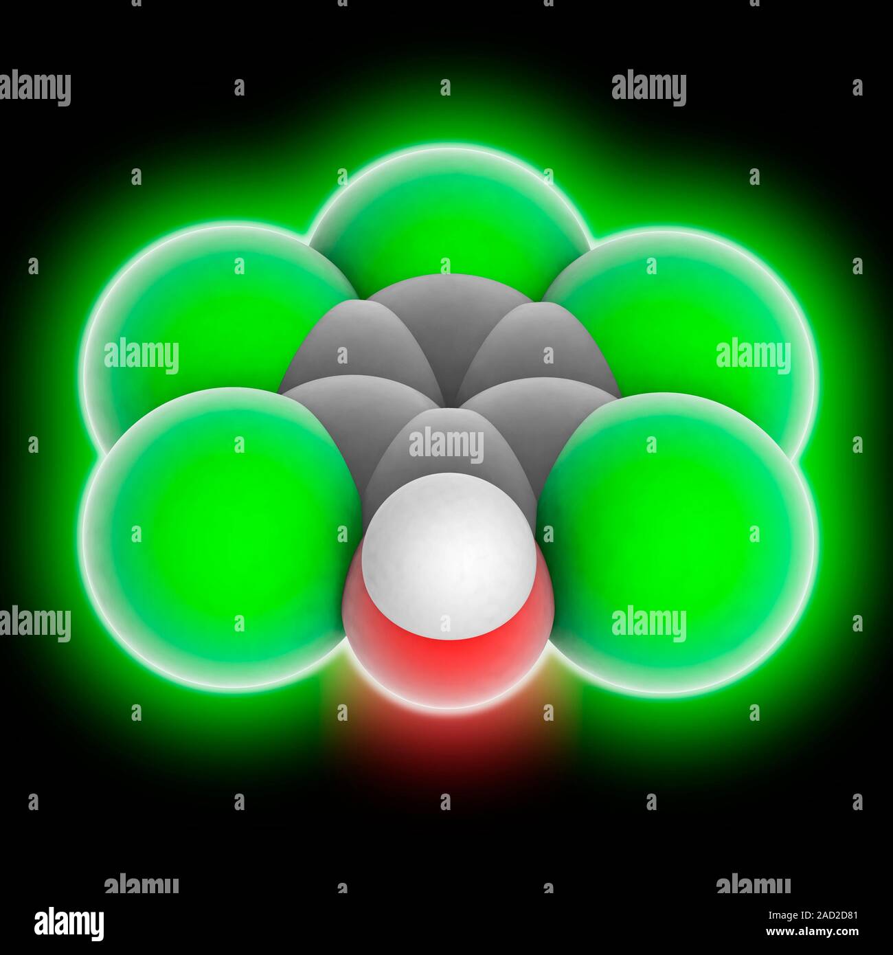 Pentachlorophenol. Molecular model of the organochlorine compound ...
