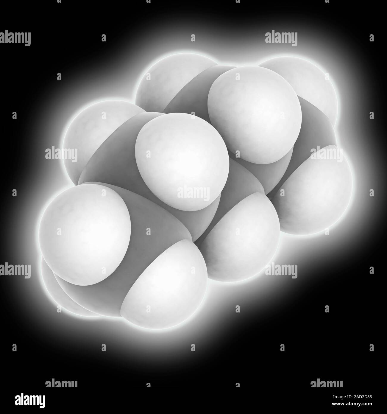 Pentane. Molecular model of the hydrocarbon and straight-chain alkane ...