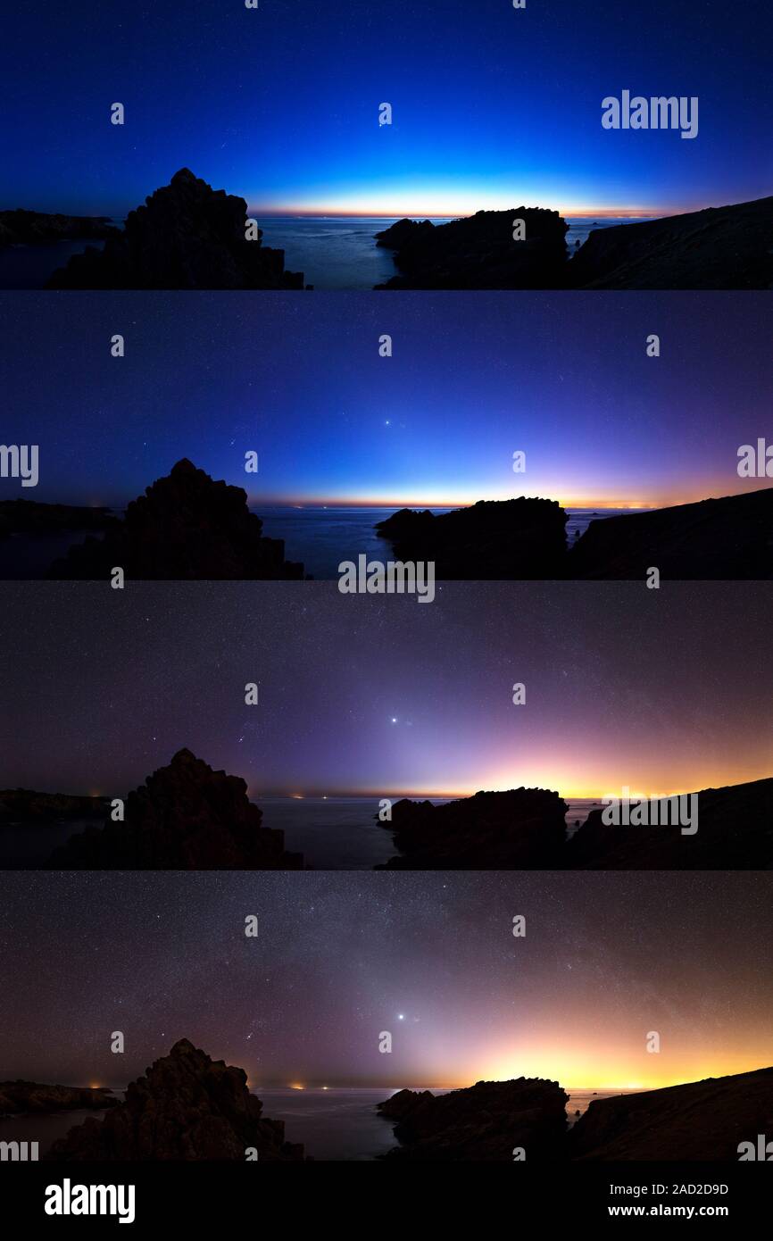 Changing night sky. Sequence of images taken 10 minutes apart, showing ...