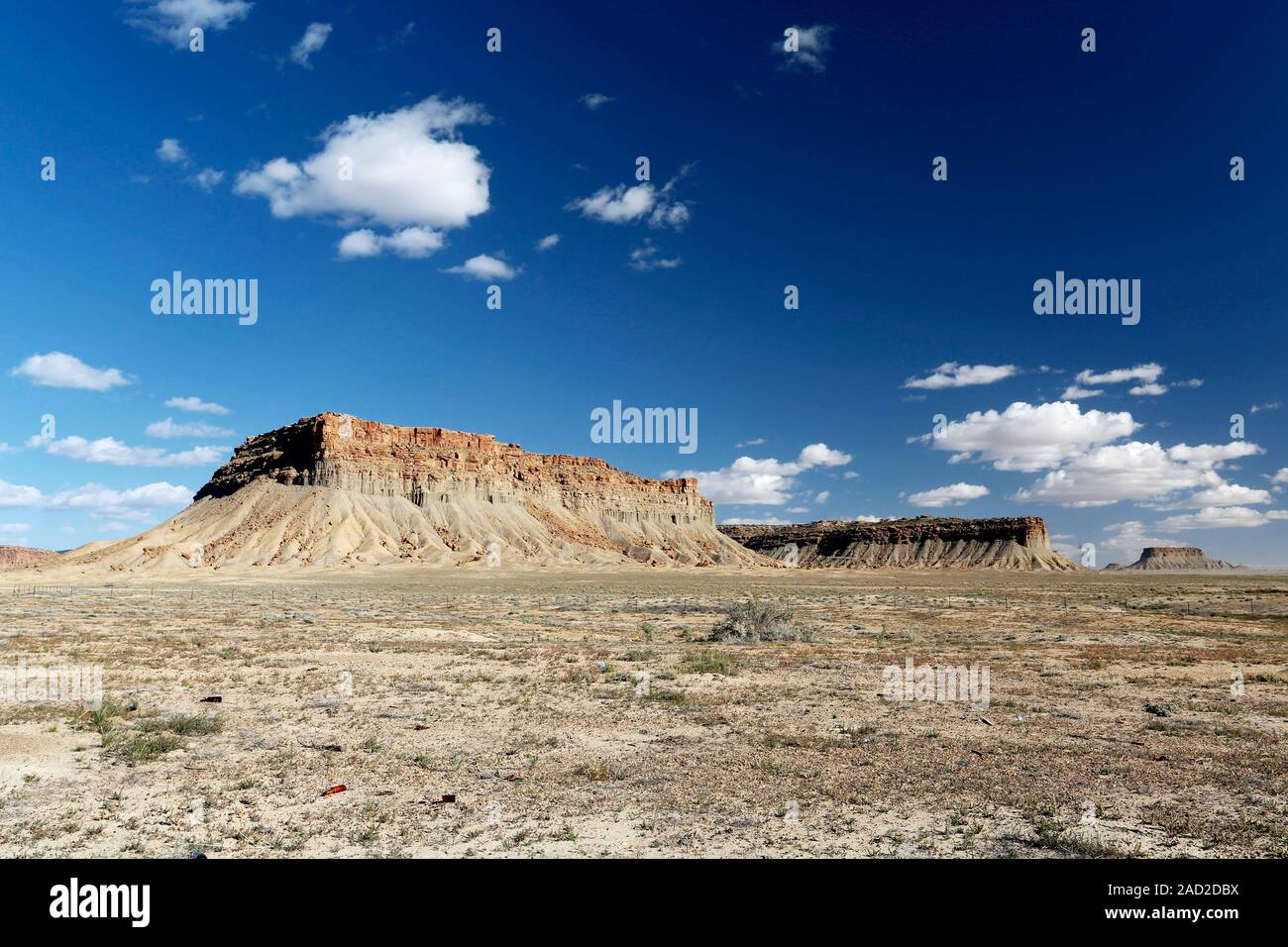 Ute Mountain Reservation. View of a mesa, or table-topped mountain, in ...