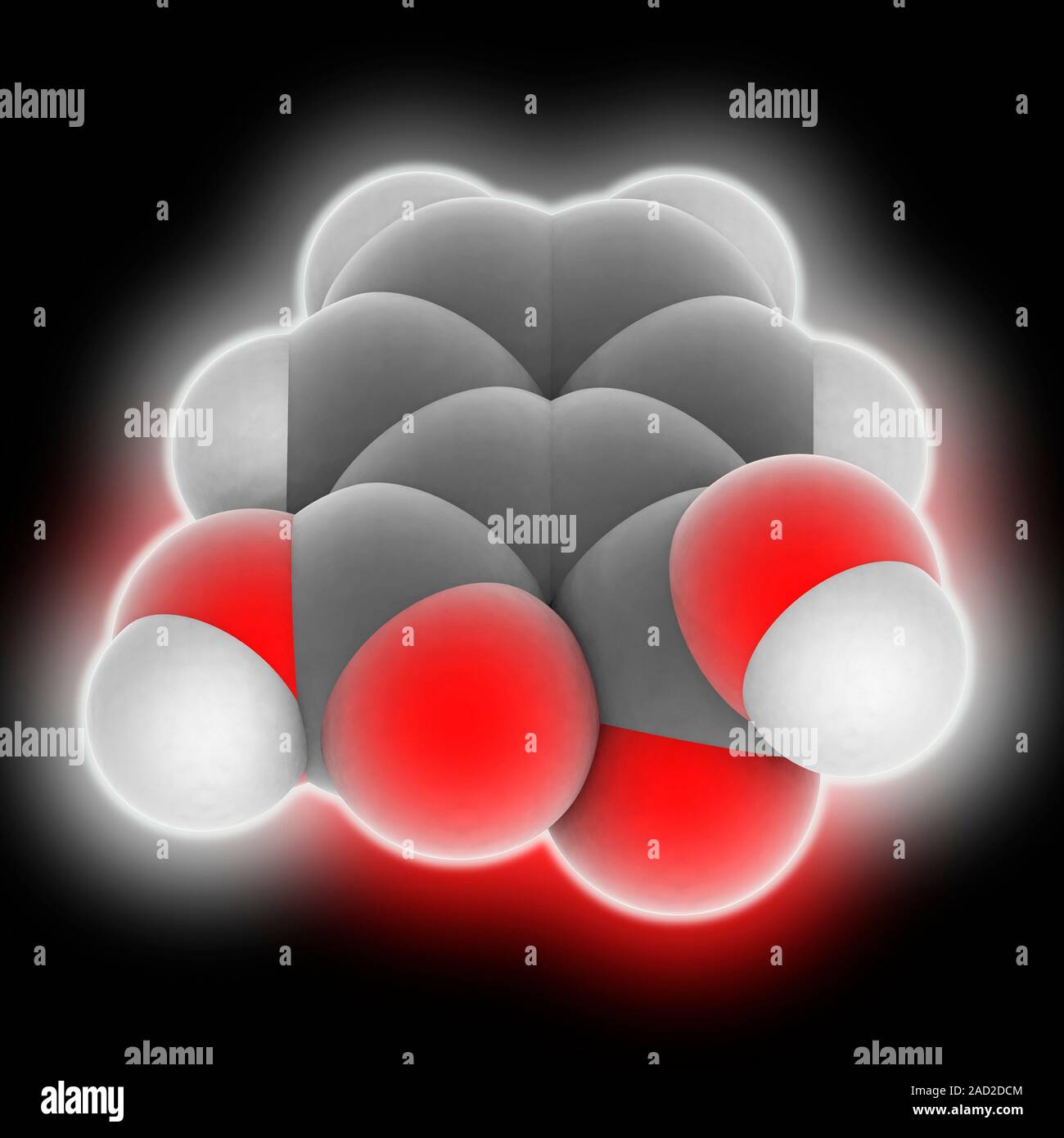 Phthalic acid. Molecular model of the aromatic compound phtalic acid ...