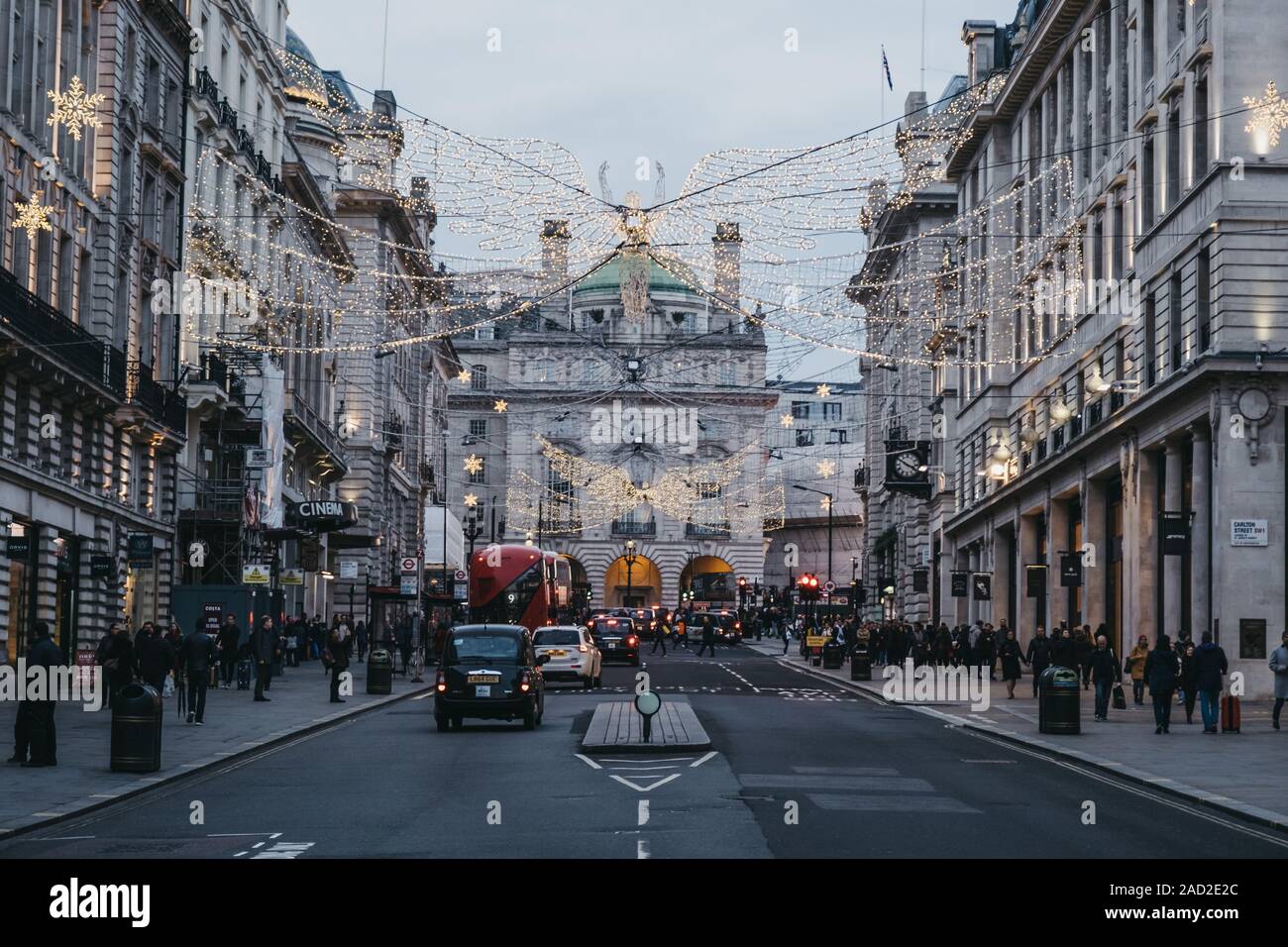 London, UK - November 24,2019: Angel Christmas lights on Regent Street ...