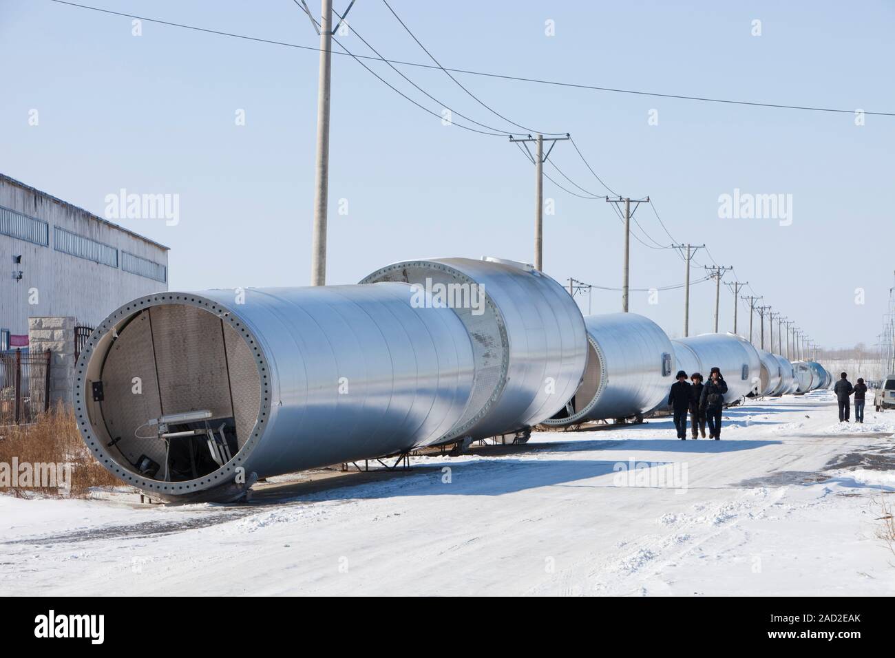 Wind turbine factory in Suihua city, Heilongjiang Province, Northern ...