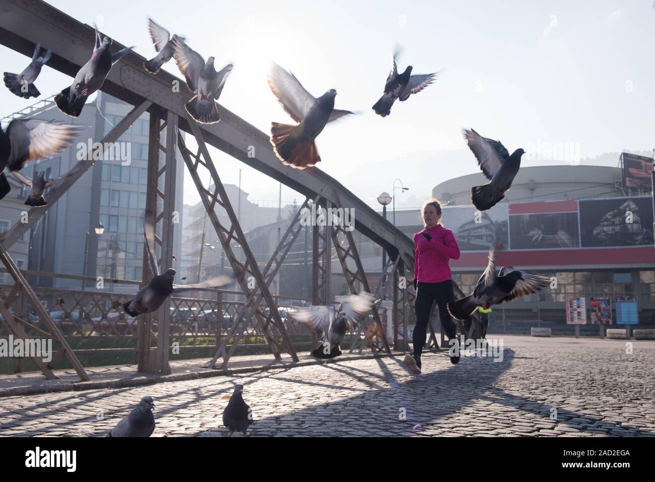 sporty woman jogging on morning Stock Photo - Alamy
