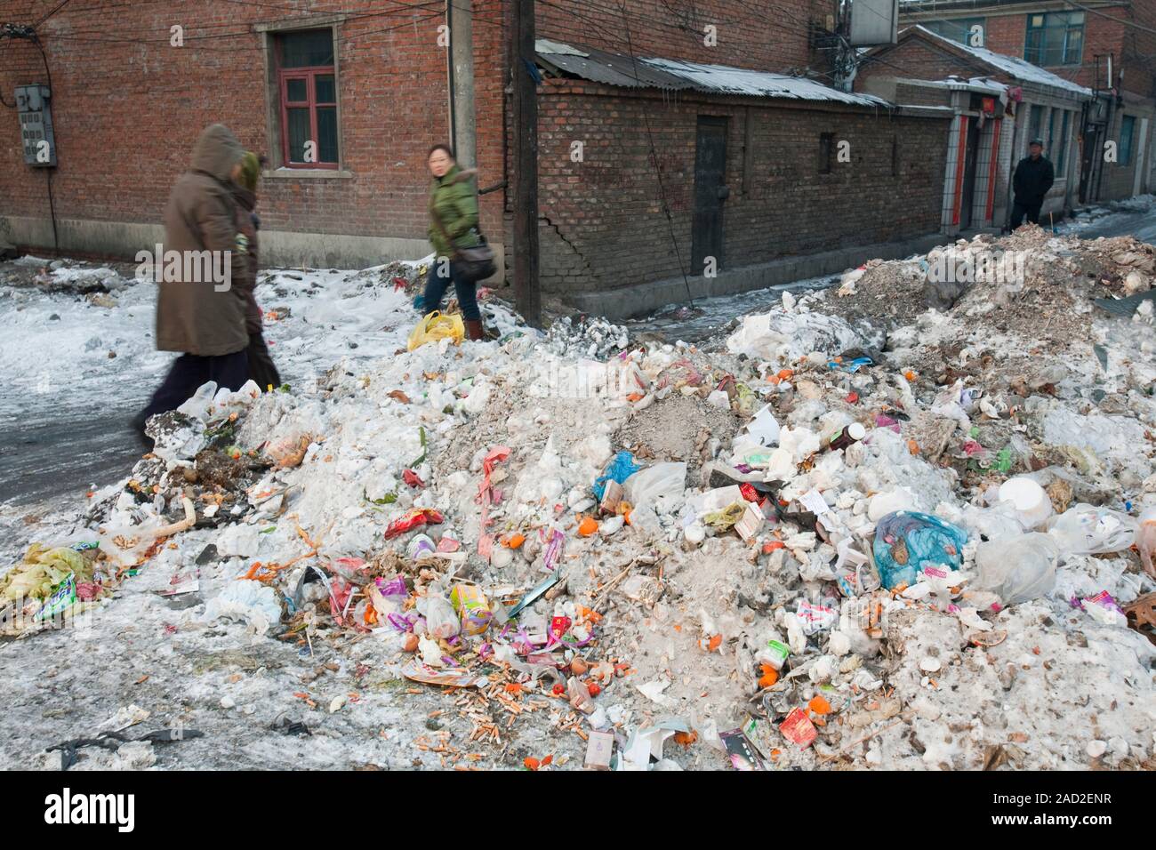Litter-strewn street in China Stock Photo - Alamy