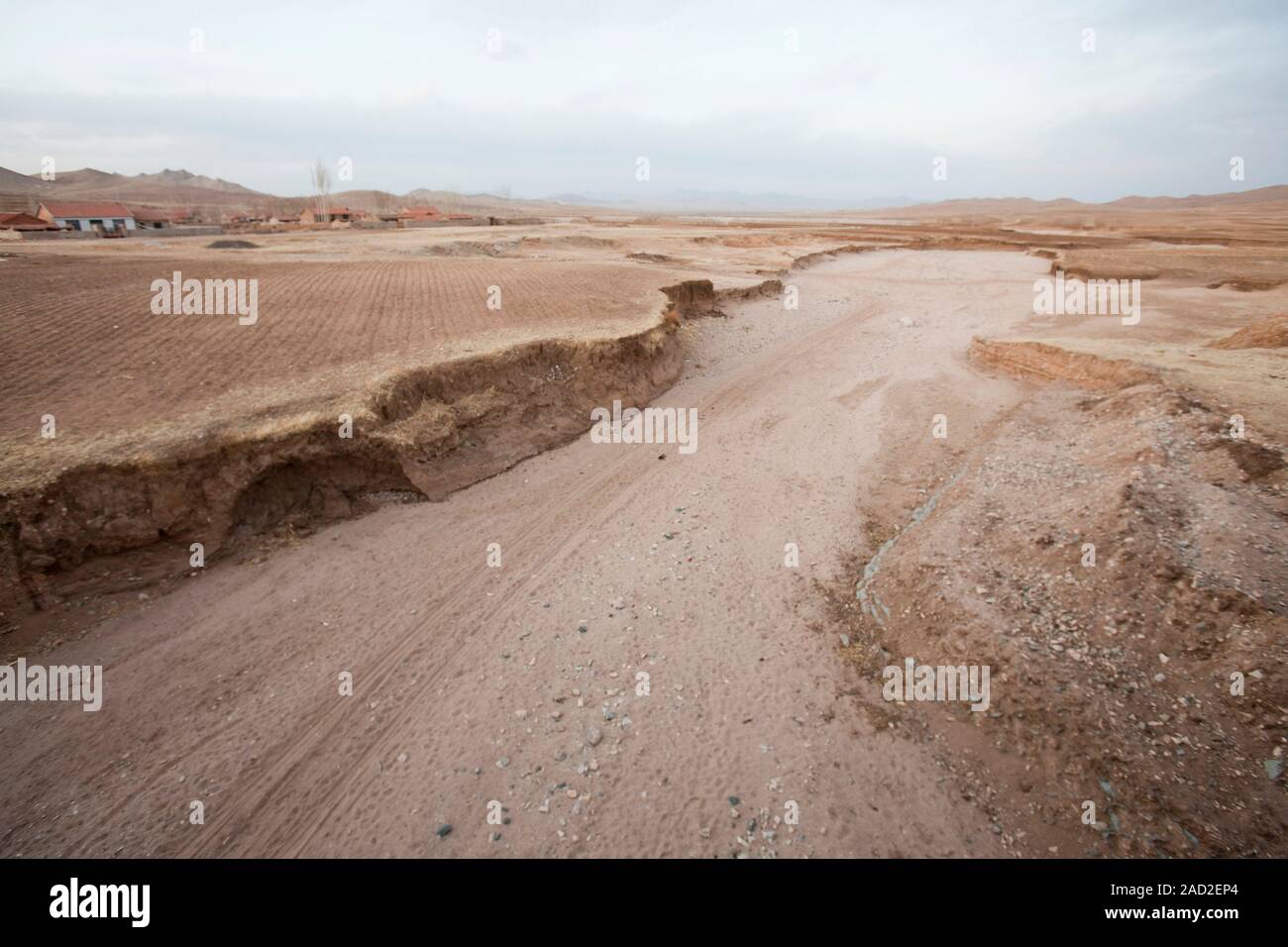Dried up river in Inner Mongolia. Climate change modelling shows that ...