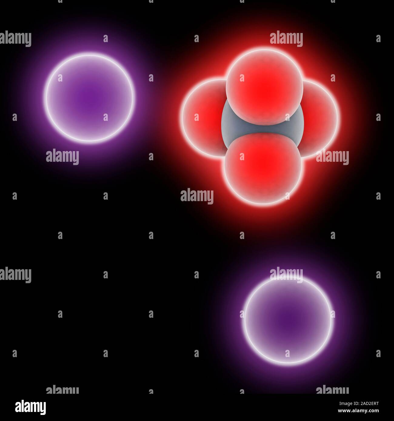 Potassium chromate. Molecular model of the chemical compound potassium ...
