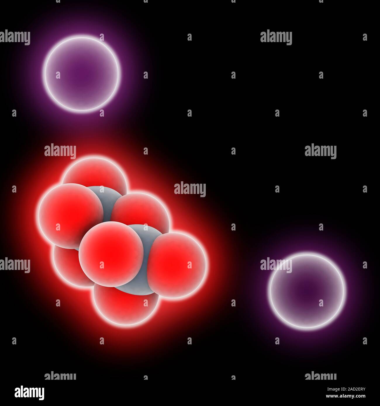 Potassium dichromate. Molecular model of the chemical compound ...