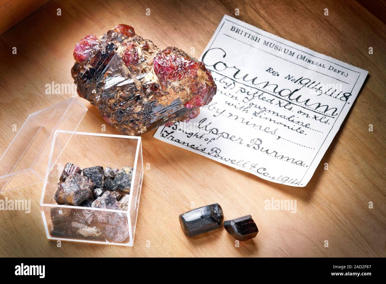 Corundum (red) in painite crystal specimen, from Upper Burma, added to ...