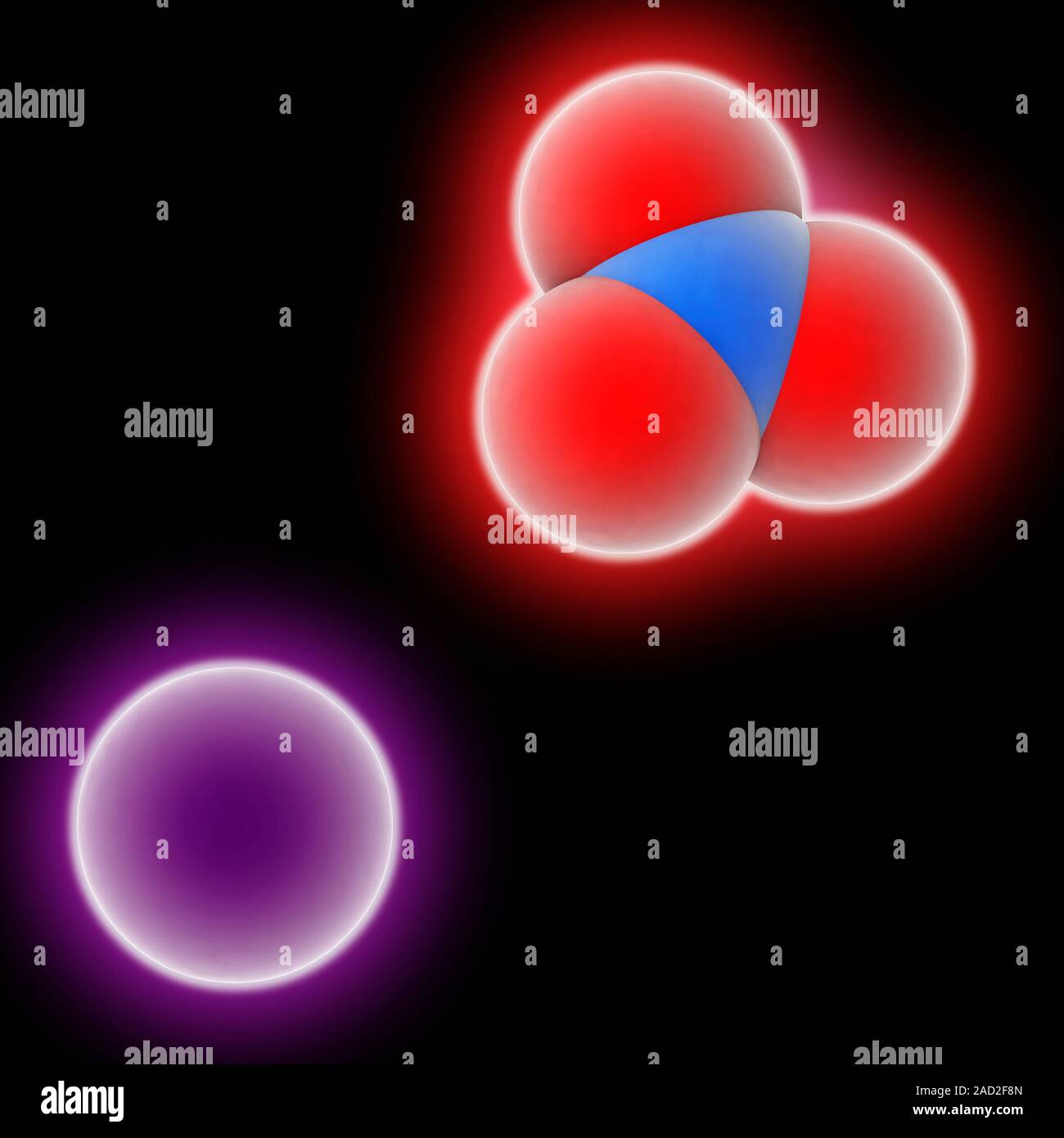 Potassium nitrate. Molecular model of the inorganic chemical compound ...