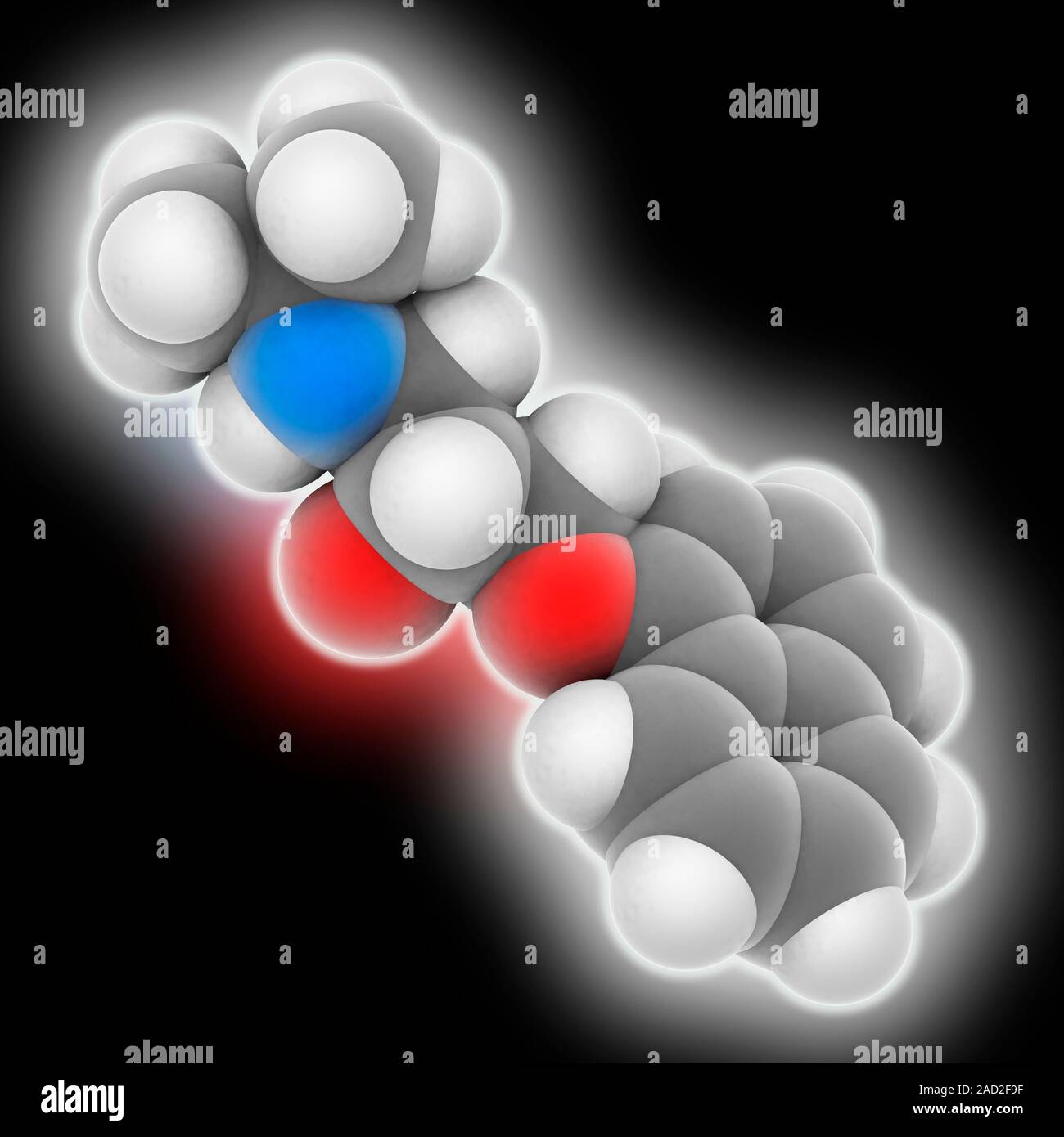 Propanolol. Molecular model of the drug propanolol (C16.H21.N.O2), a ...
