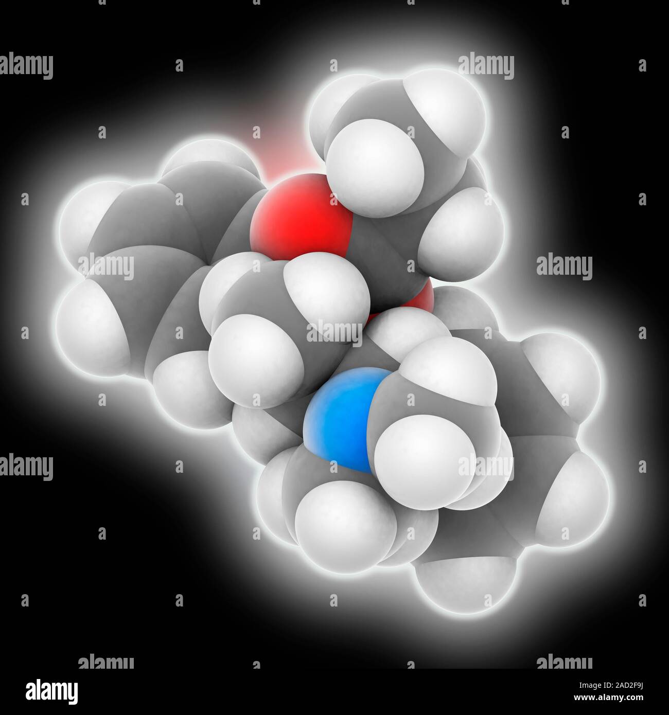Dextropropoxyphene. Molecular model of the drug dextropropoxyphene (C22 ...