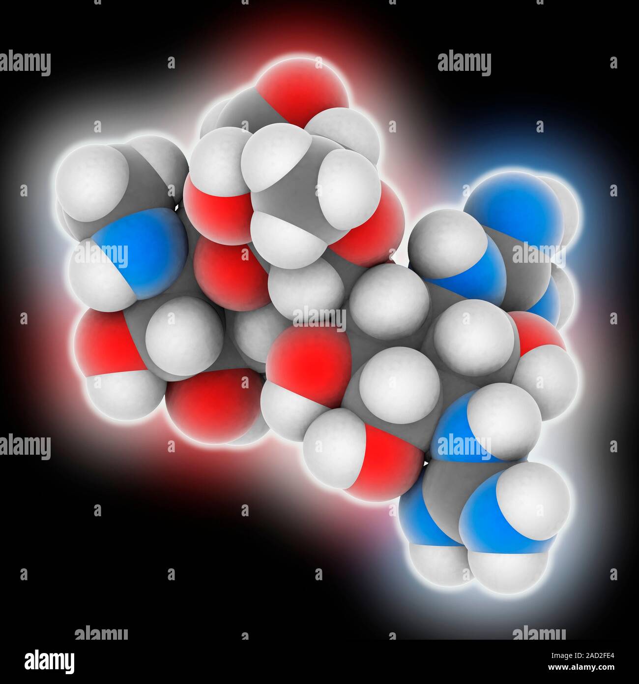 Streptomycin. Molecular model of the antibiotic drug streptomycin (C21 ...