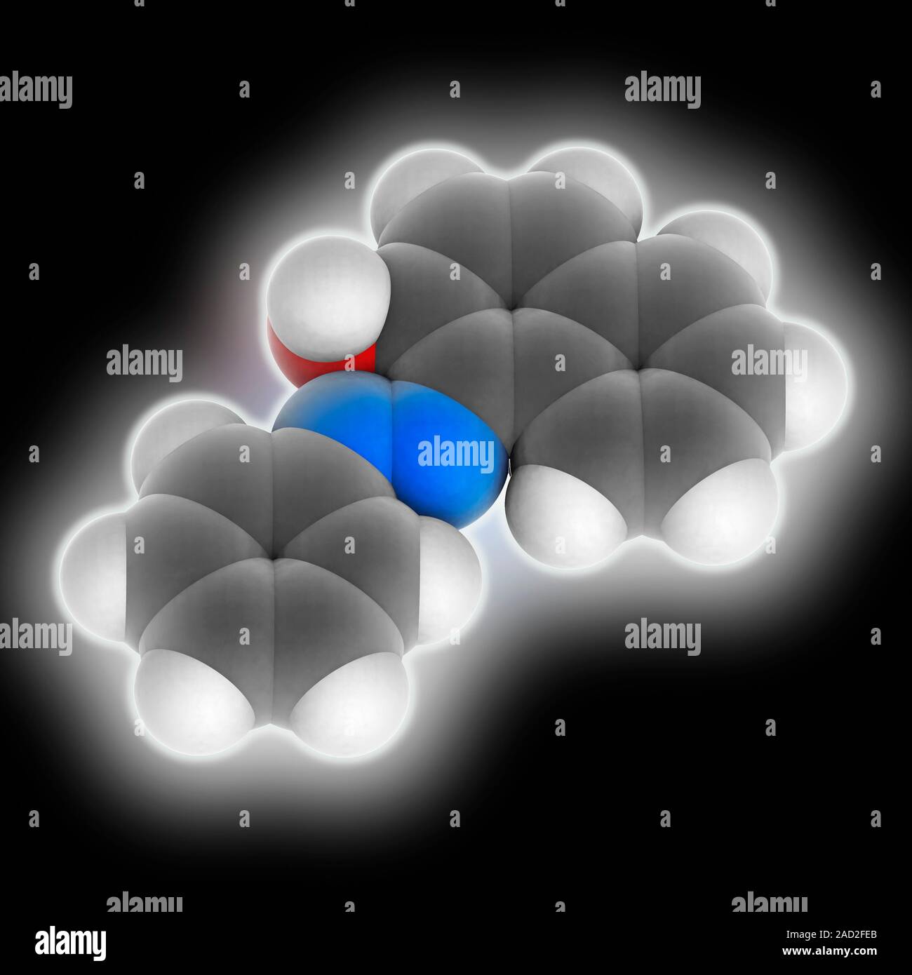 Sudan I. Molecular model of the dye and organic compound Sudan I (C16 ...