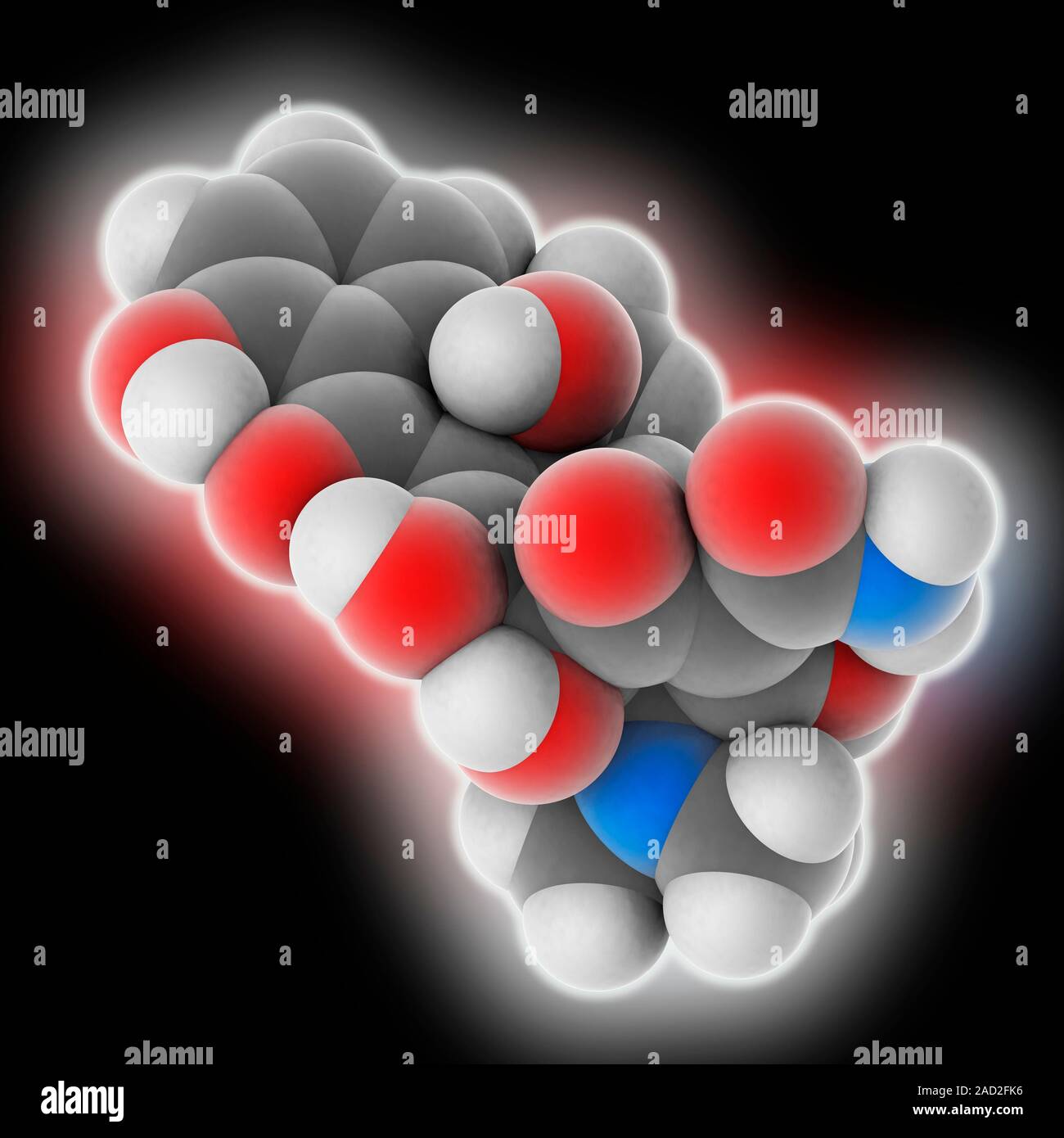 Tetracycline. Molecular model of the drug tetracycline (C22.H24.N2.O8 ...