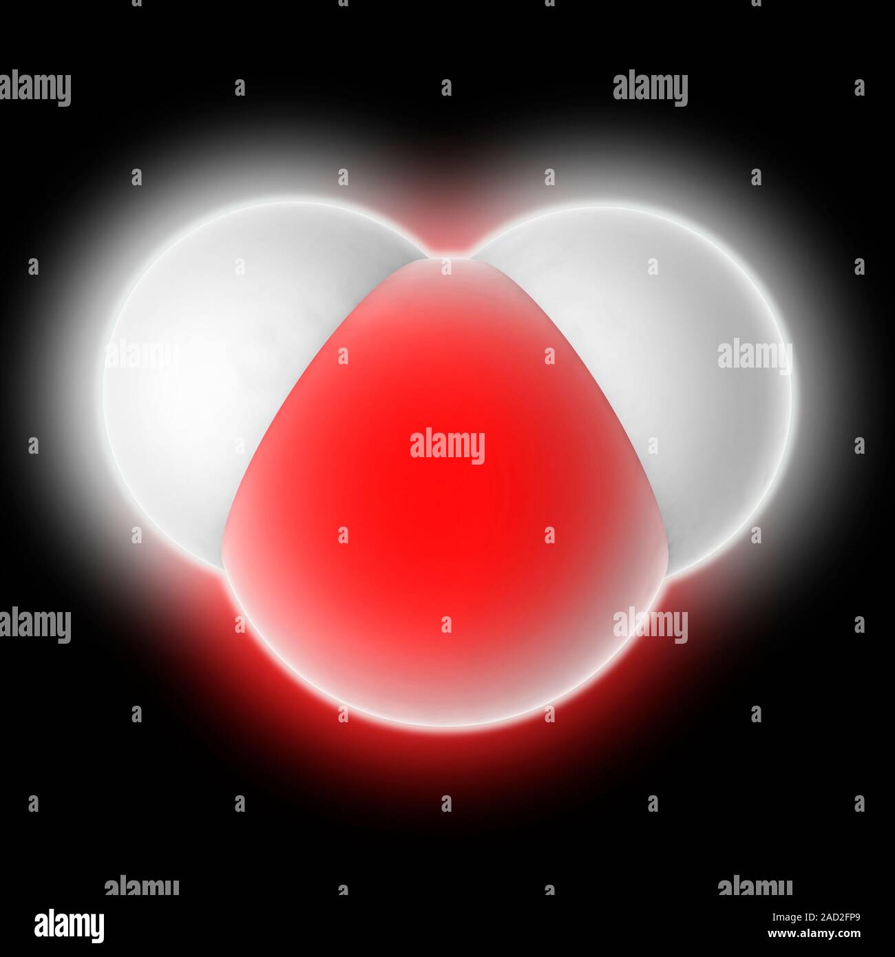 Water (H2O), molecular model. This liquid is vital for life. Water ...