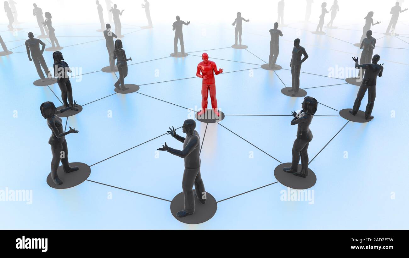 Social media network. Conceptual image of linked people interacting and ...