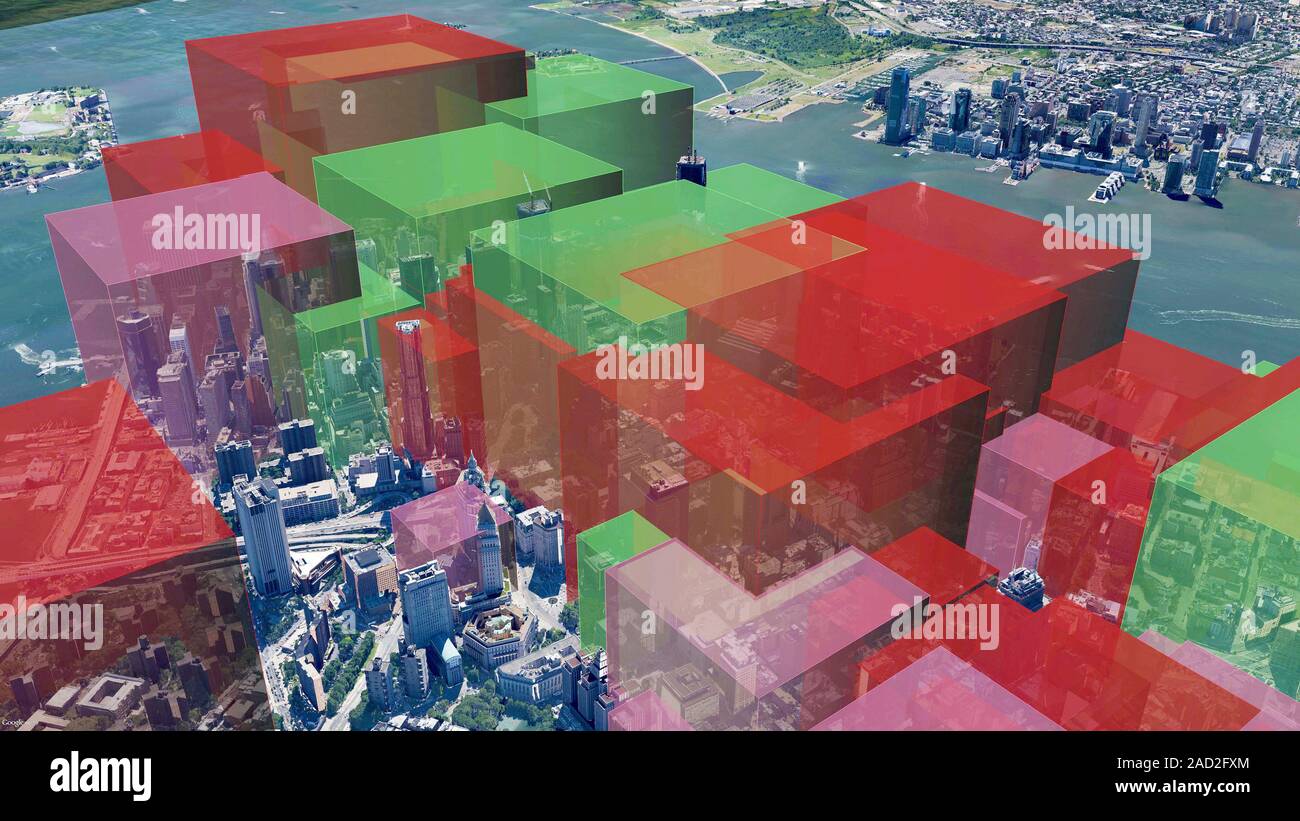 New York City particulate air pollution. Illustration of a ...