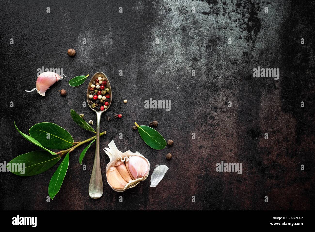 dark vintage metal culinary background top view Stock Photo - Alamy