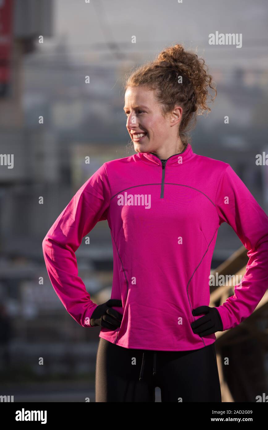 woman stretching before morning jogging Stock Photo - Alamy
