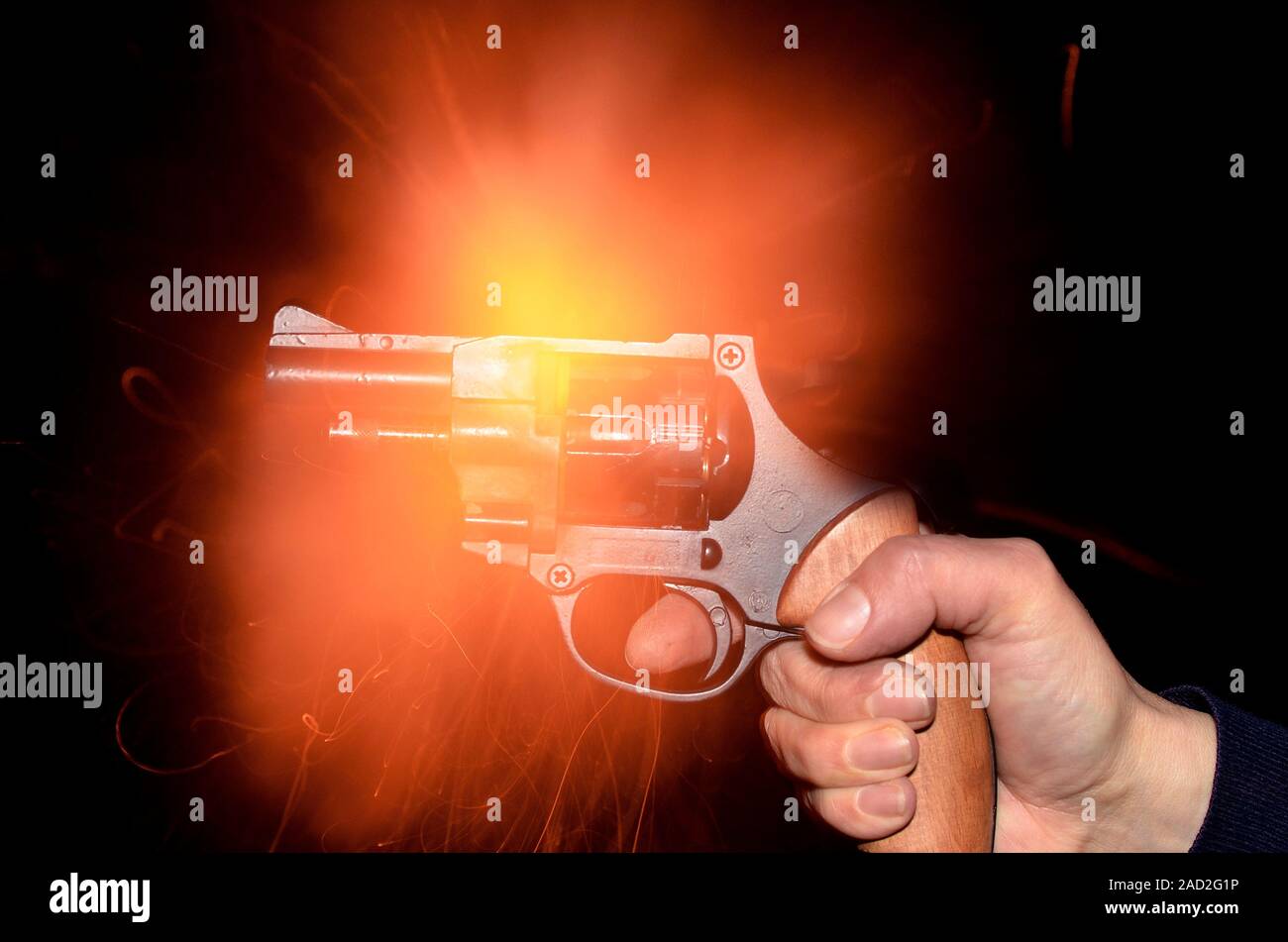 Blank-firing revolver. Close-up of a Bruni Olympic .380 BBM blank ...