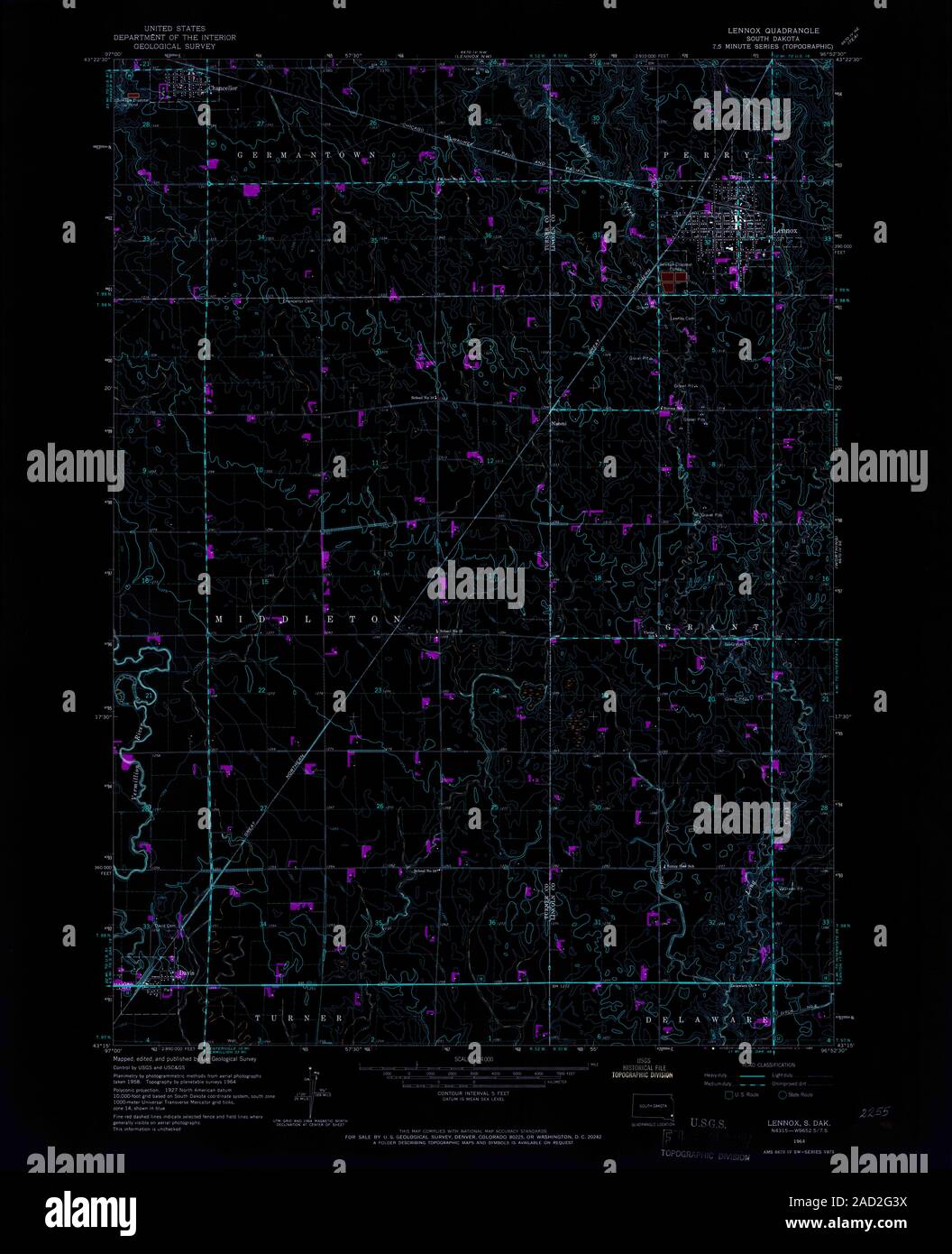 Map of lennox south dakota hi-res stock photography and images - Alamy