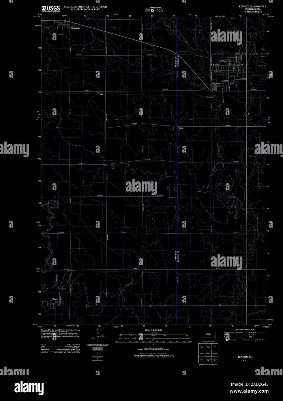 Map of lennox south dakota hi-res stock photography and images - Alamy