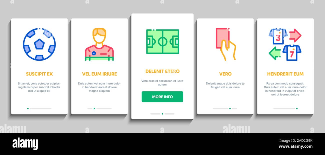 Soccer Football Game Onboarding Elements Icons Set Vector Stock Vector ...