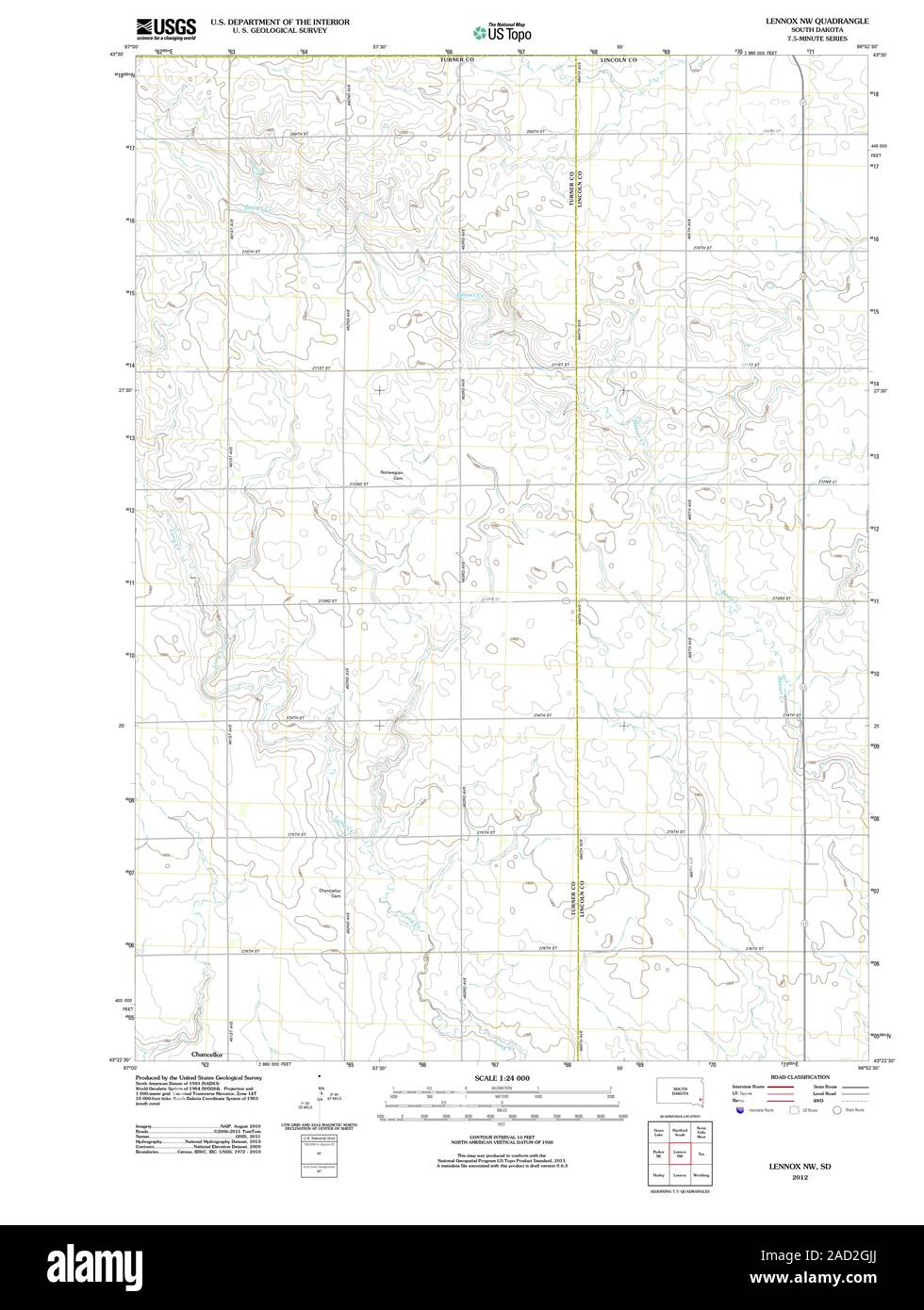 Map of lennox south dakota hi-res stock photography and images - Alamy