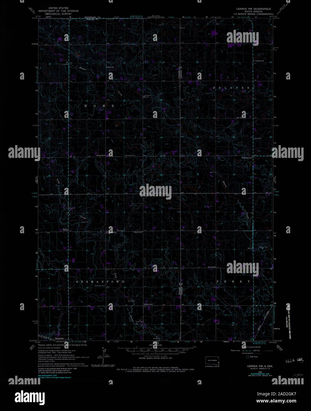 Map of lennox south dakota hi-res stock photography and images - Alamy