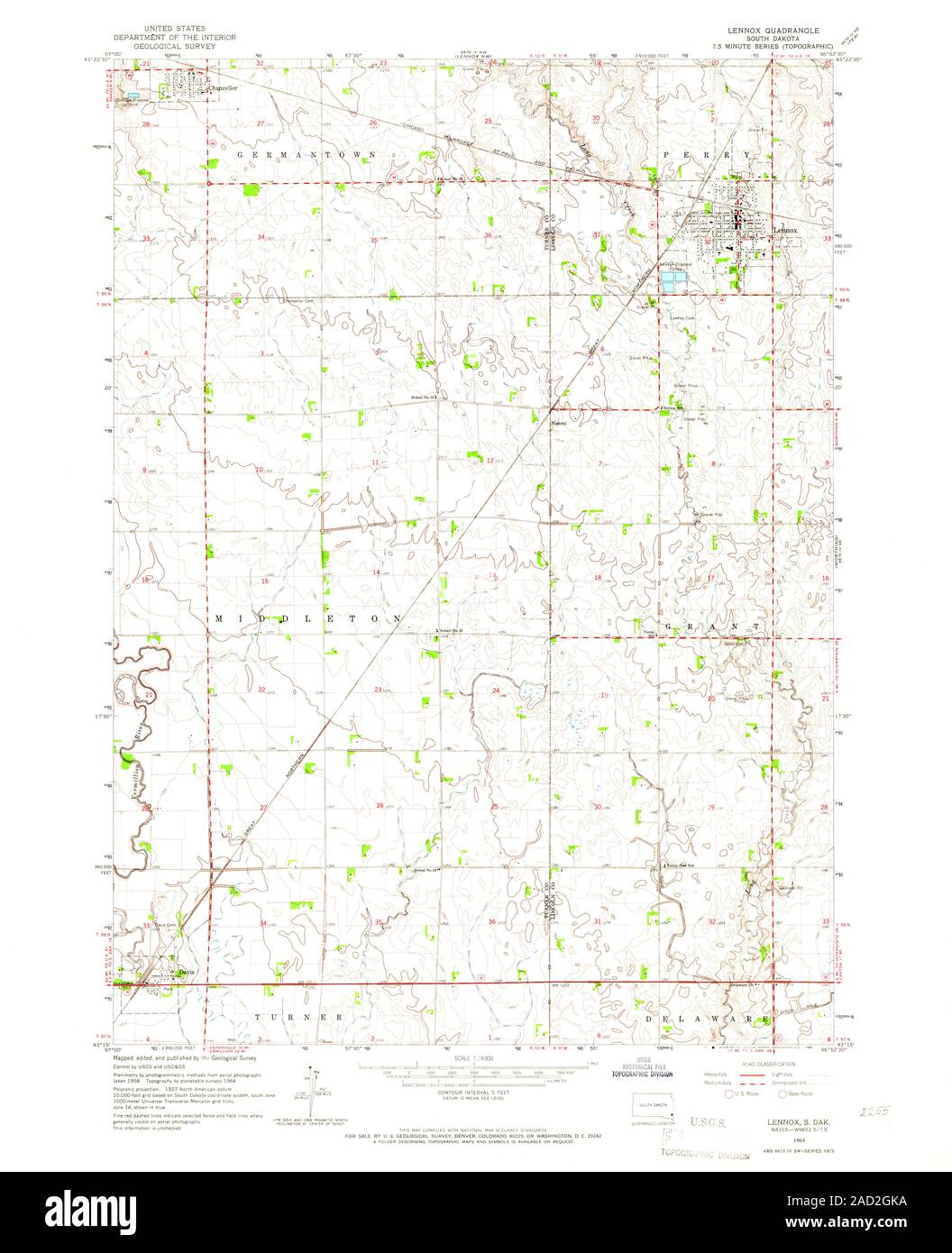 Map of lennox south dakota hi-res stock photography and images - Alamy