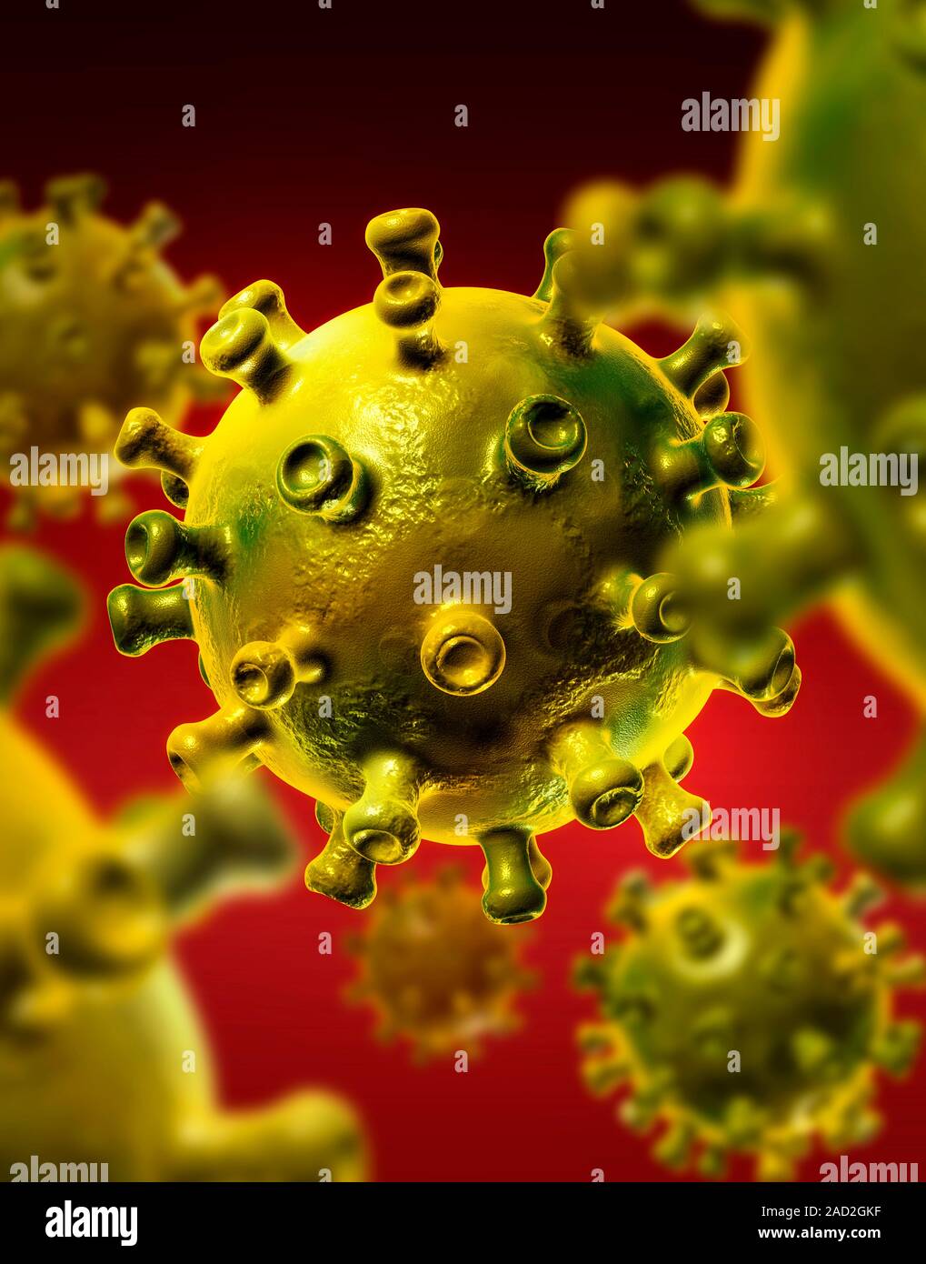 HIV particles. Computer illustration of HIV (human immunodeficiency ...