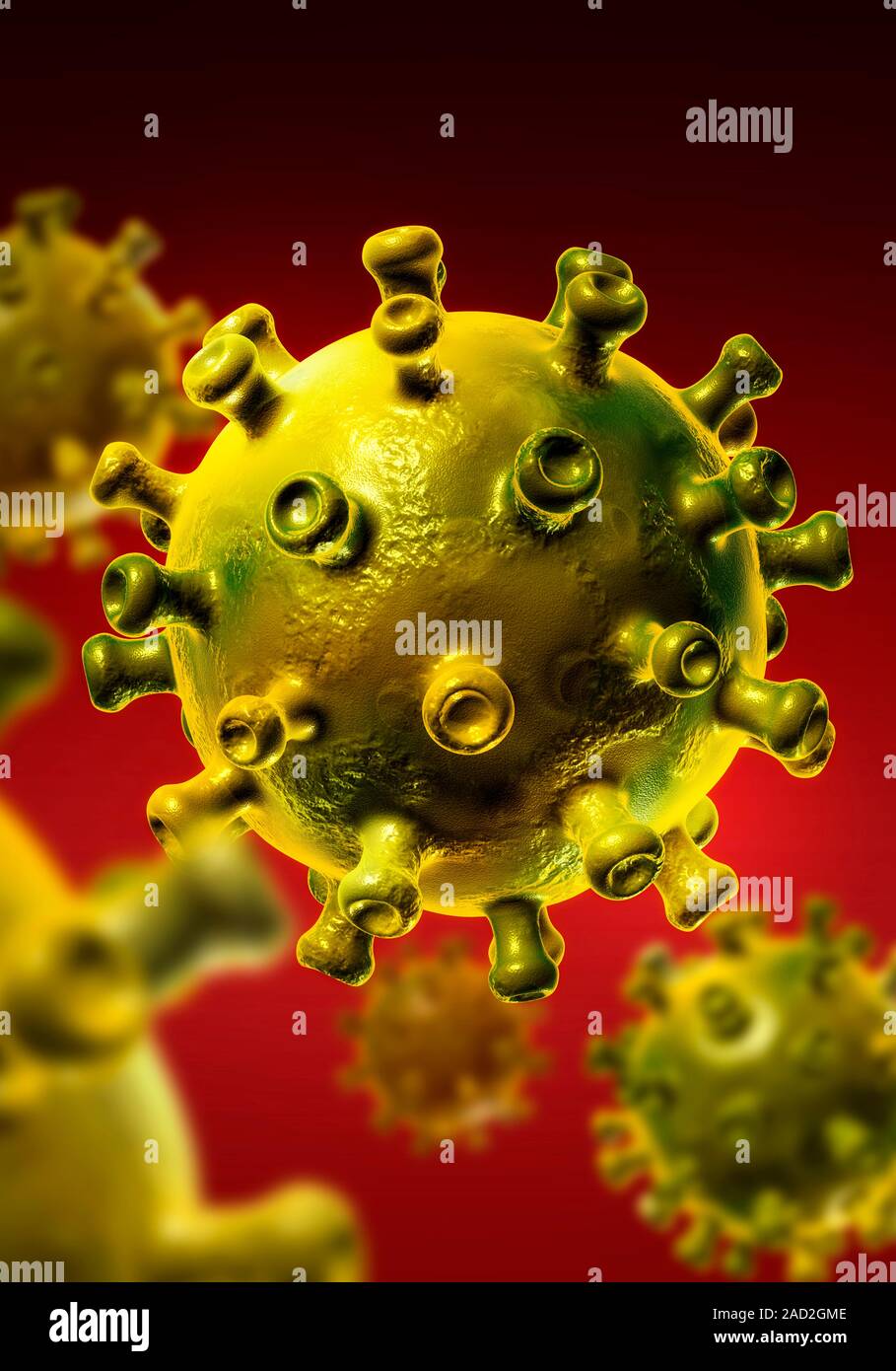 HIV particles. Computer illustration of HIV (human immunodeficiency ...