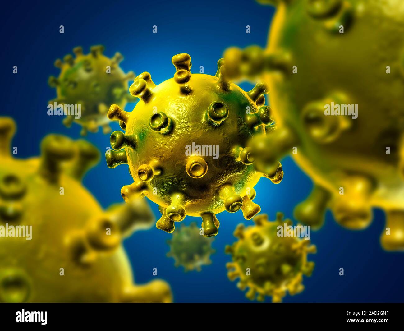 HIV particles. Computer illustration of HIV (human immunodeficiency ...