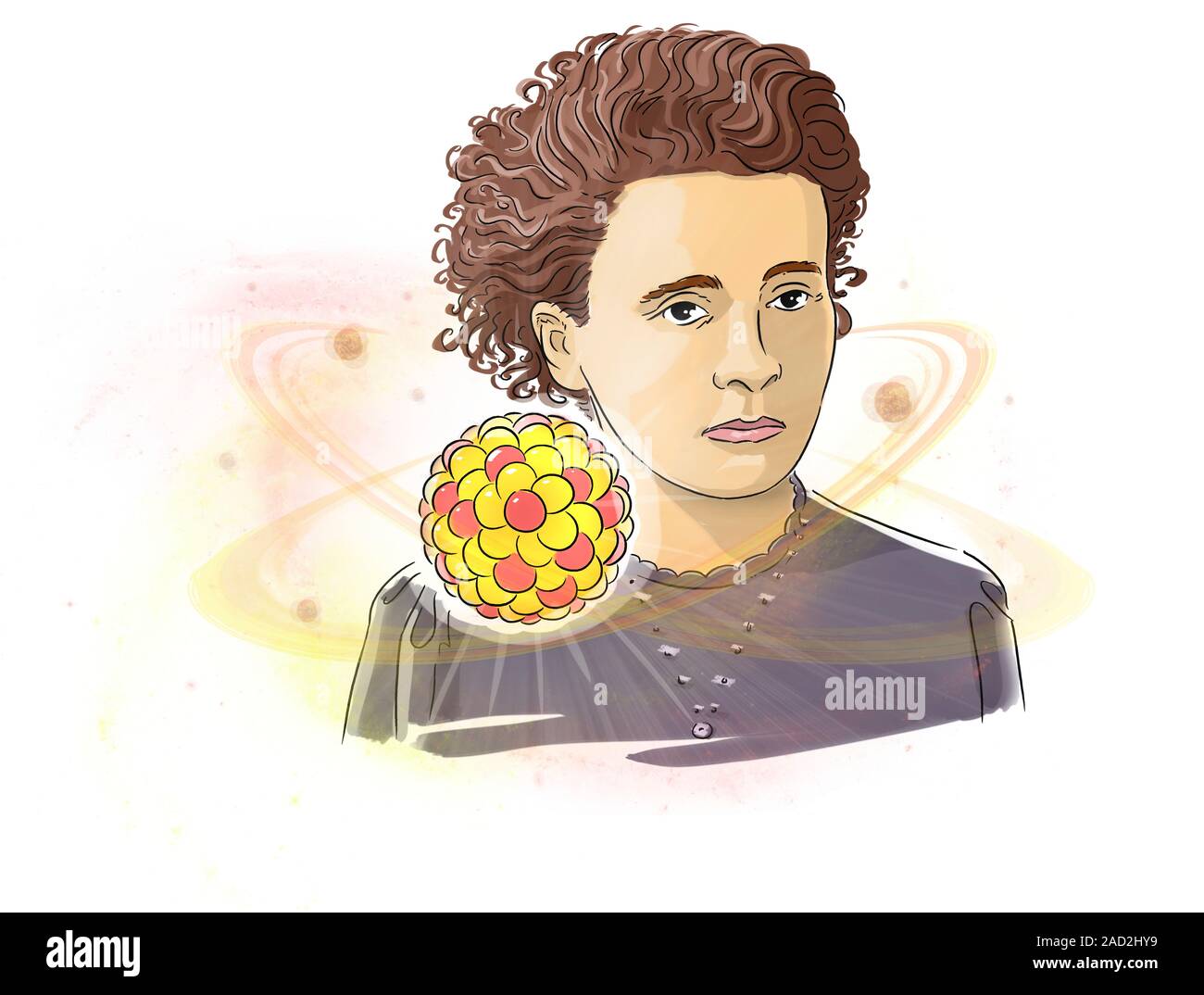 Marie Curie (1867-1934). Illustration of the Polish-French physicist ...