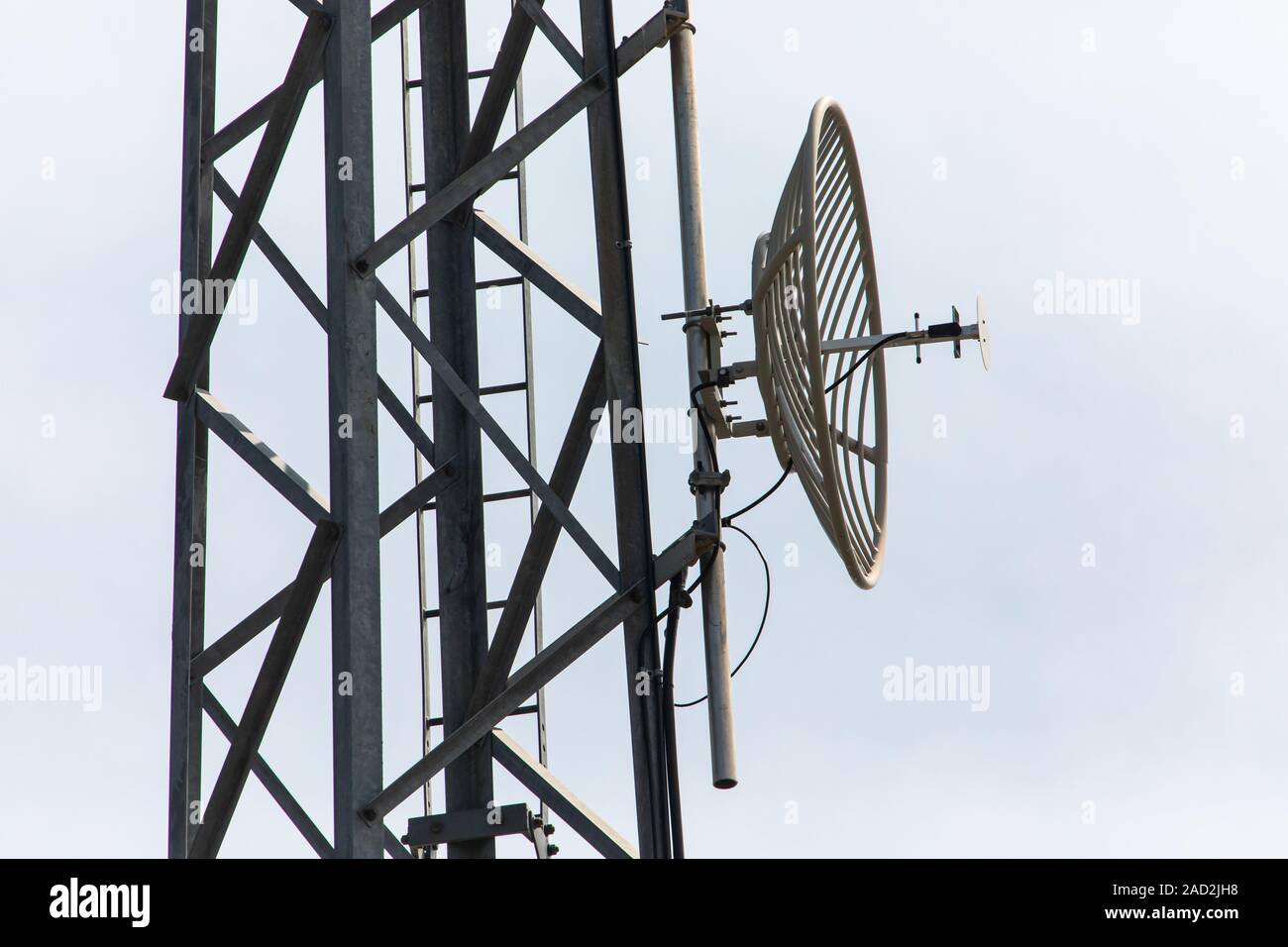 small communication satellite on the tower in an electrical substation ...