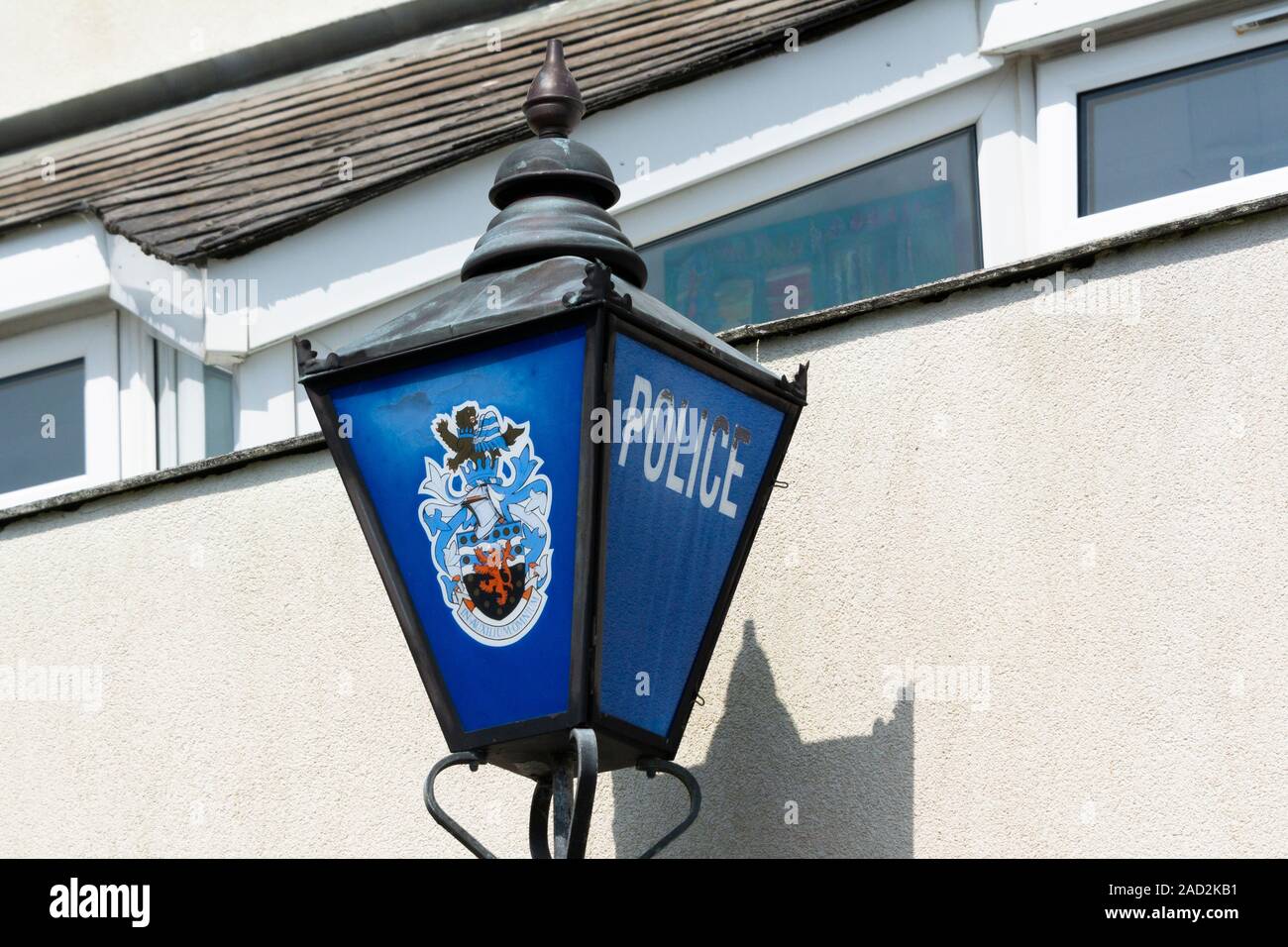 Blue Police light outside St.Mary's Police Station on the Isles of ...