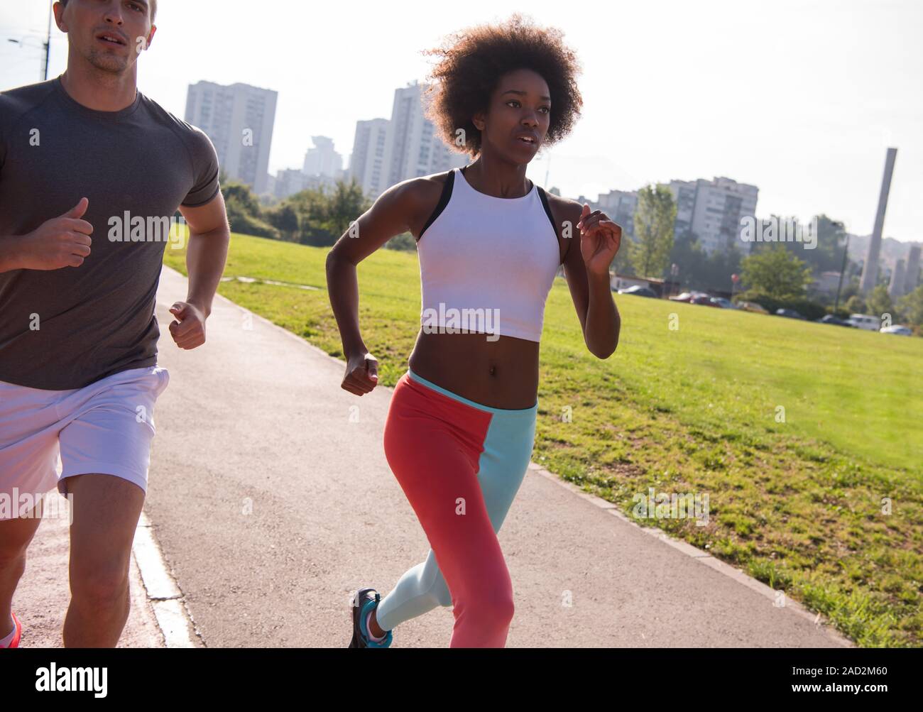 multiethnic group of people on the jogging Stock Photo - Alamy