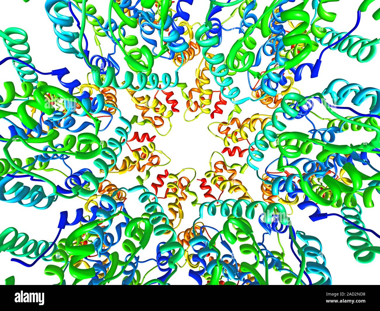 Close up of a frontal view of a molecular representation of an immature human immunodeficiency ...