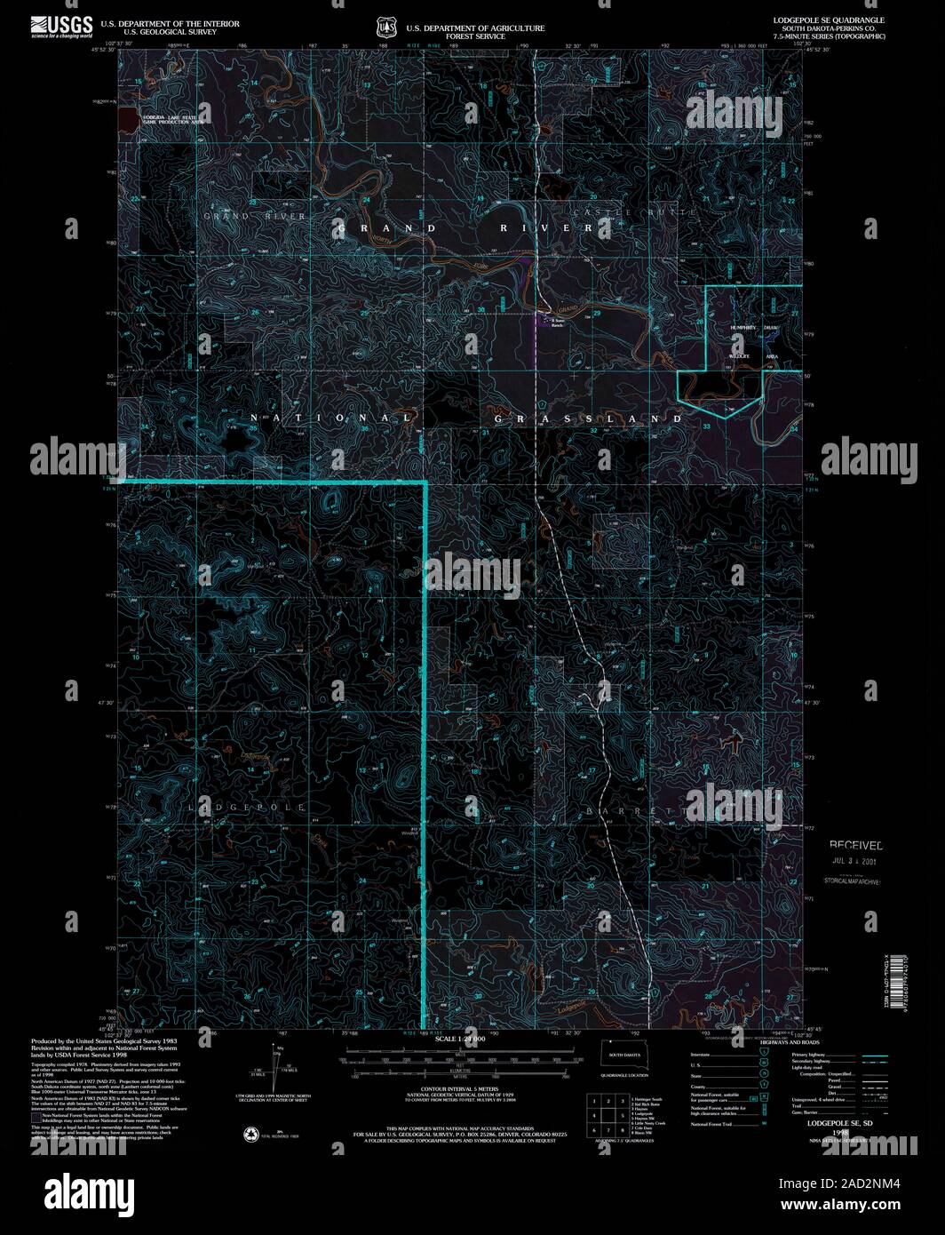 USGS TOPO Map South Dakota SD Lodgepole SE 343636 1998 24000 Inverted ...