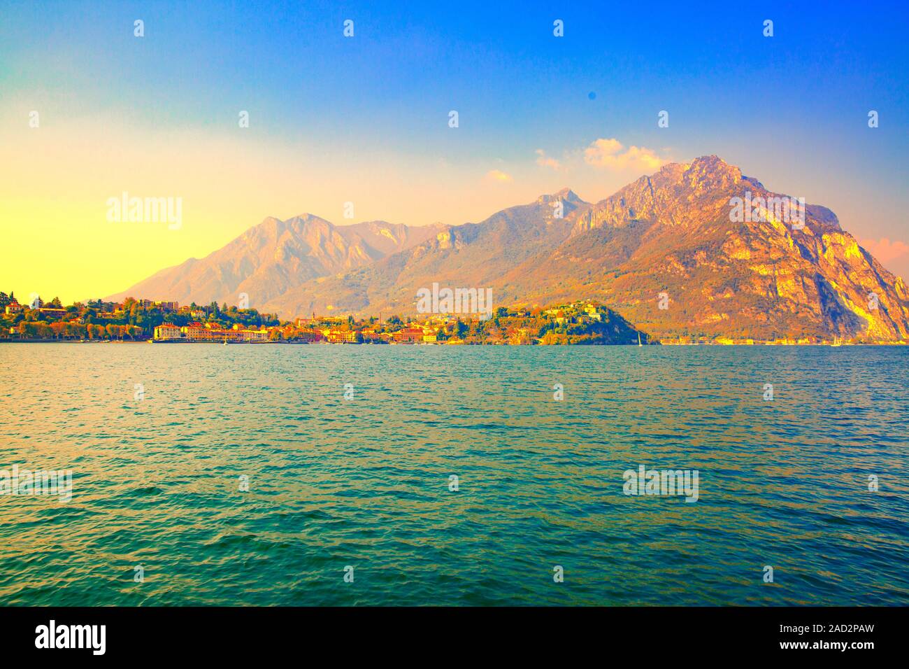 Lake Como and Alps mountains beautiful landscape. Amazing view, Italy ...