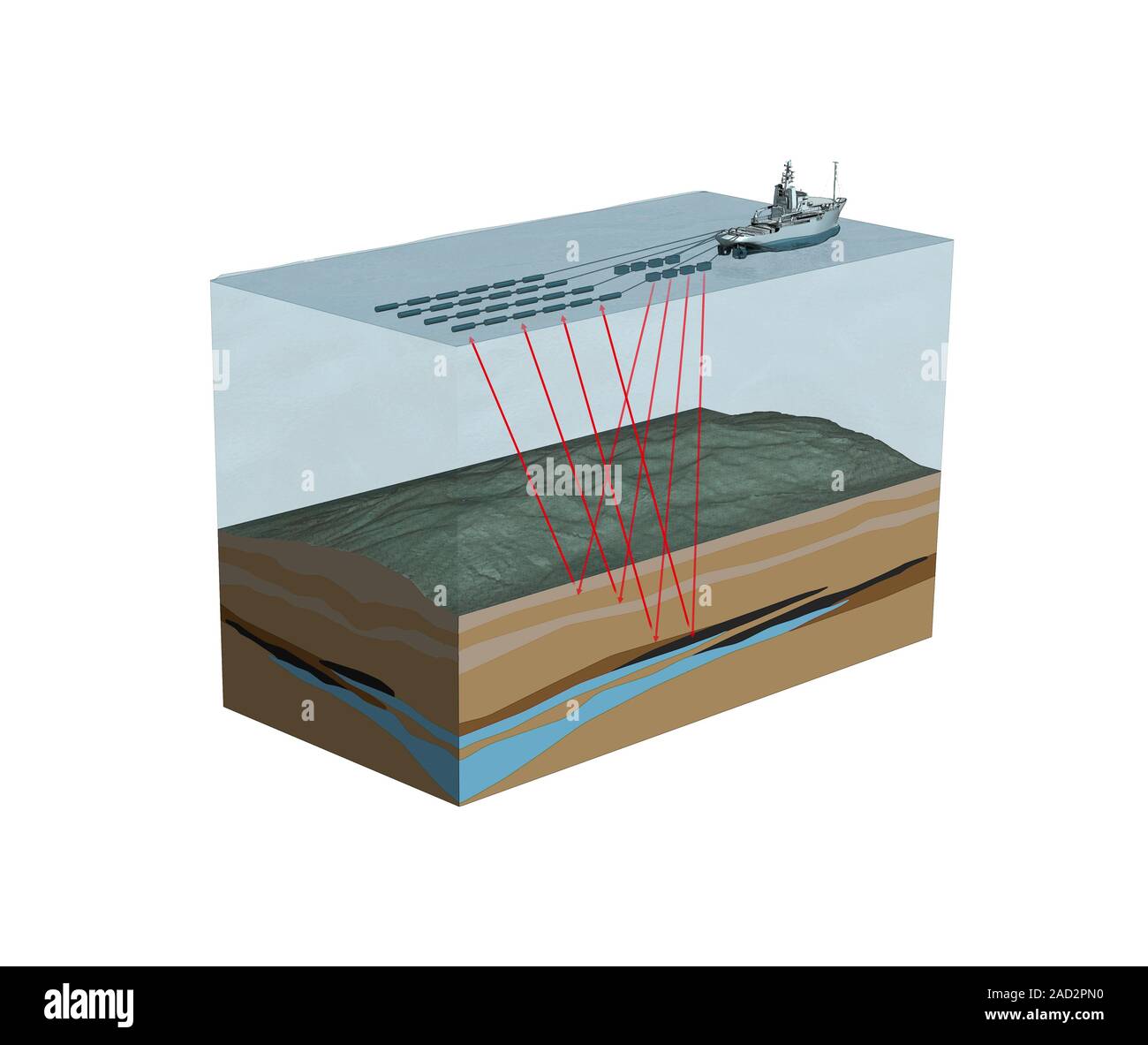Seismic Imaging With Hydrophones Cutaway Computer Illustration Of A