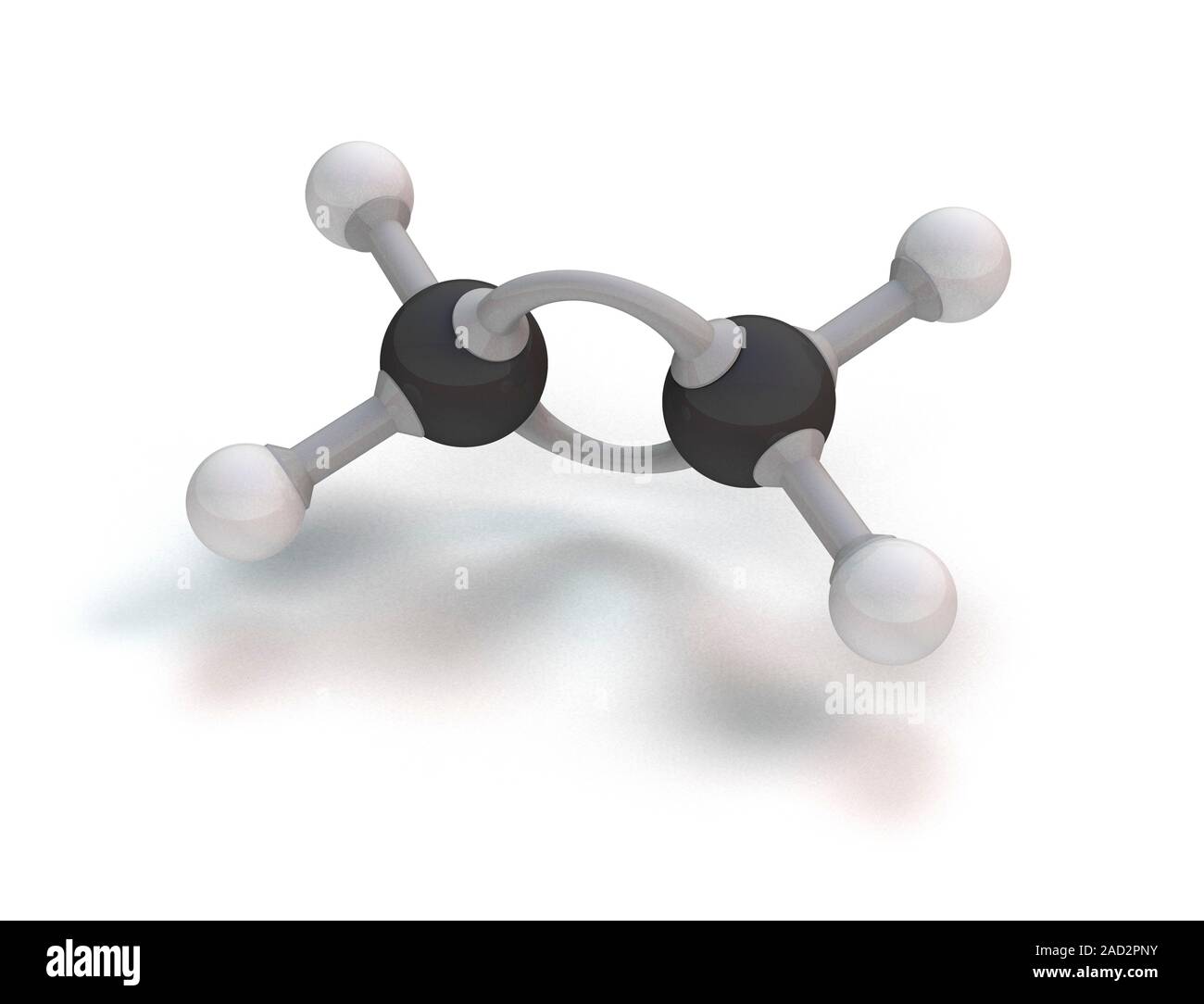 Ethene molecule. Computer model showing the structure of a molecule of ... Ethene molecule. Computer model showing the structure of a molecule of ...