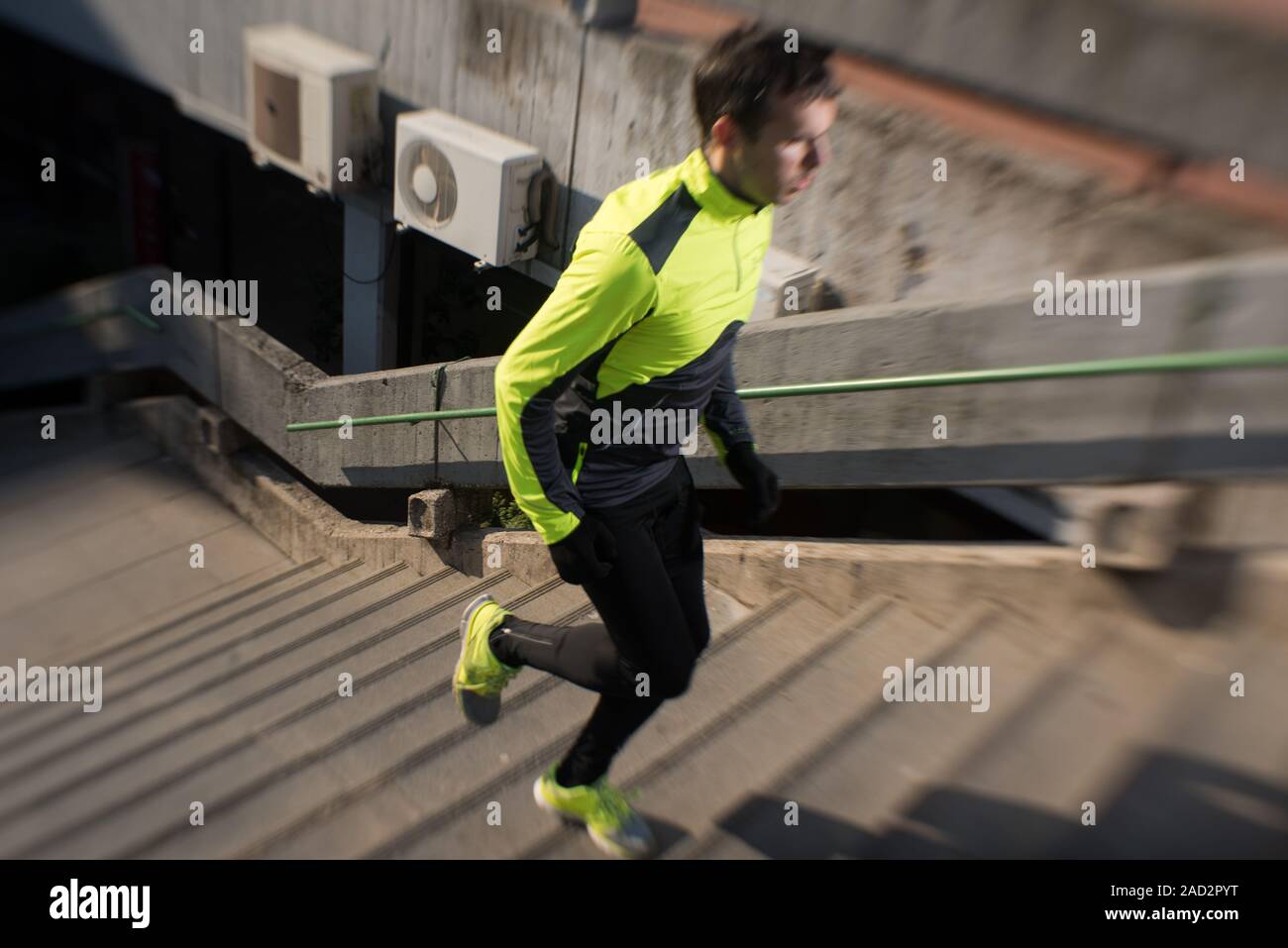 man jogging on steps Stock Photo - Alamy