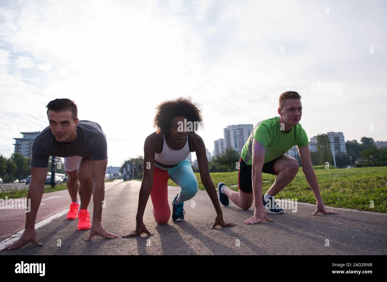 multiethnic group of people on the jogging Stock Photo - Alamy