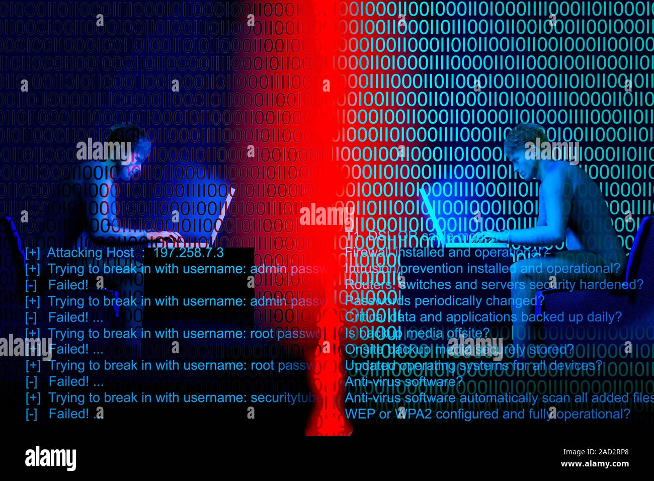 Conceptual illustration of the escalating battle between hackers and ...