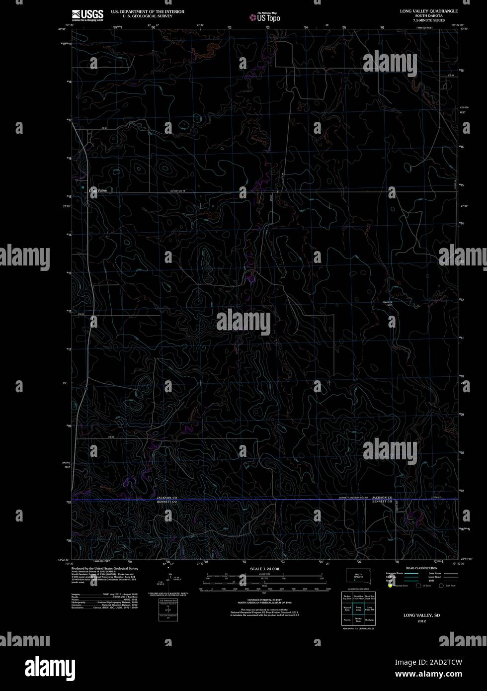 Long valley south dakota map hi-res stock photography and images - Alamy