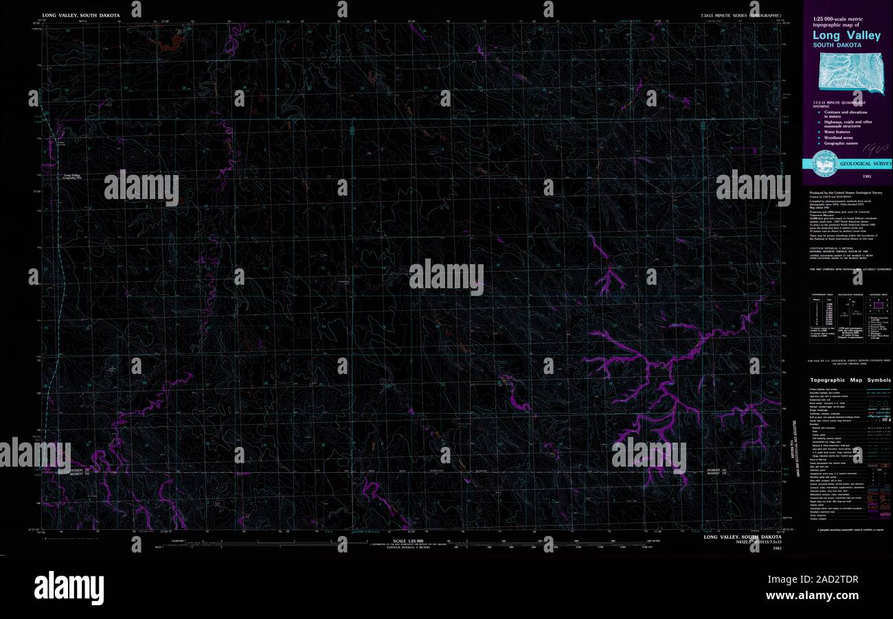 Long valley south dakota map hi-res stock photography and images - Alamy